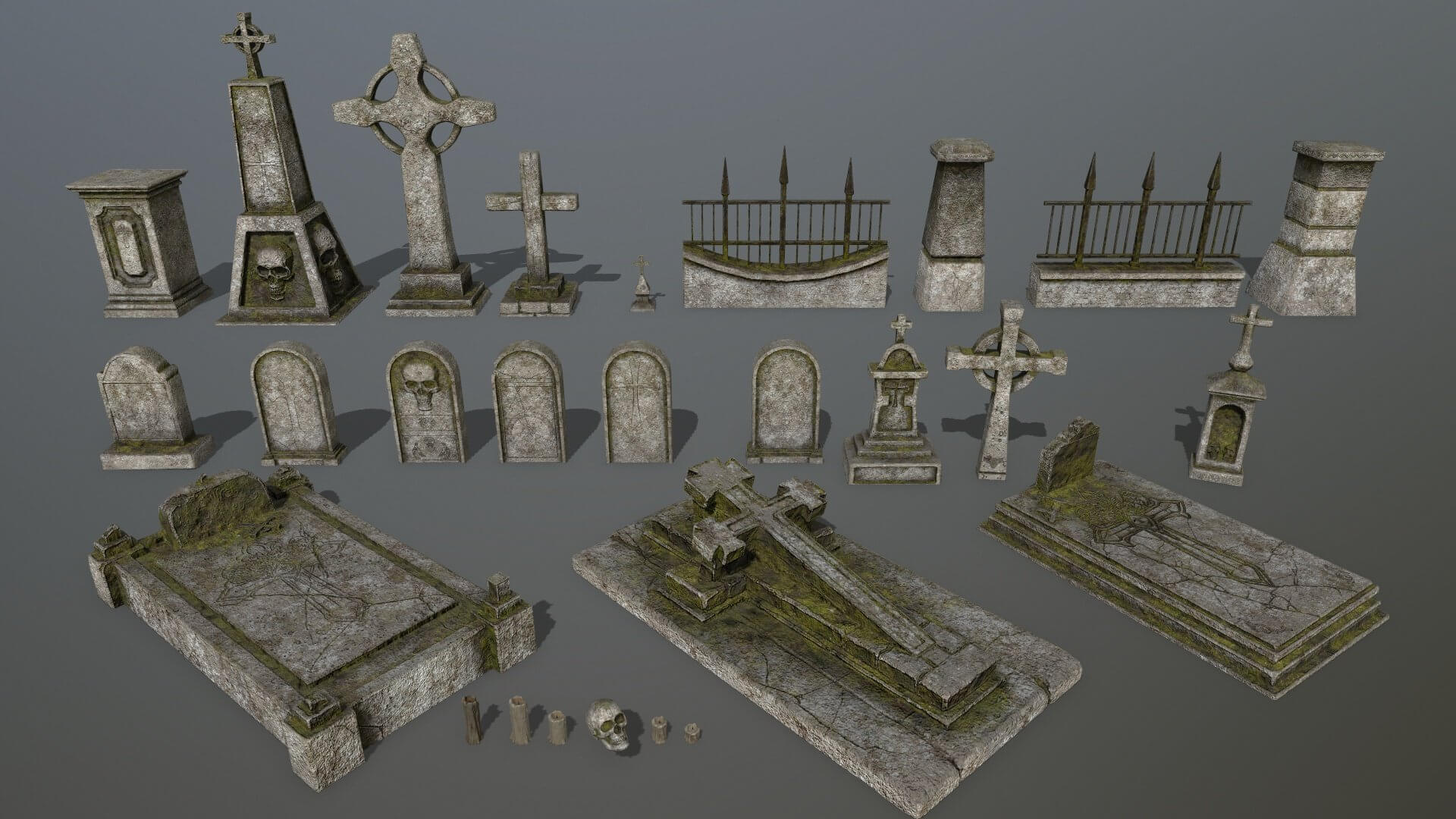 Tombstone Set - 3D Model by icekazim
