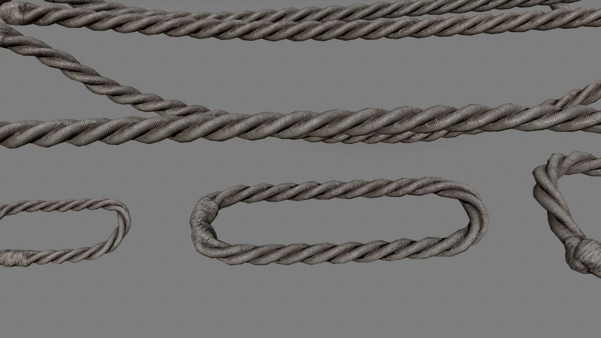 Wood Pieces and Rope - 3D Model by icekazim