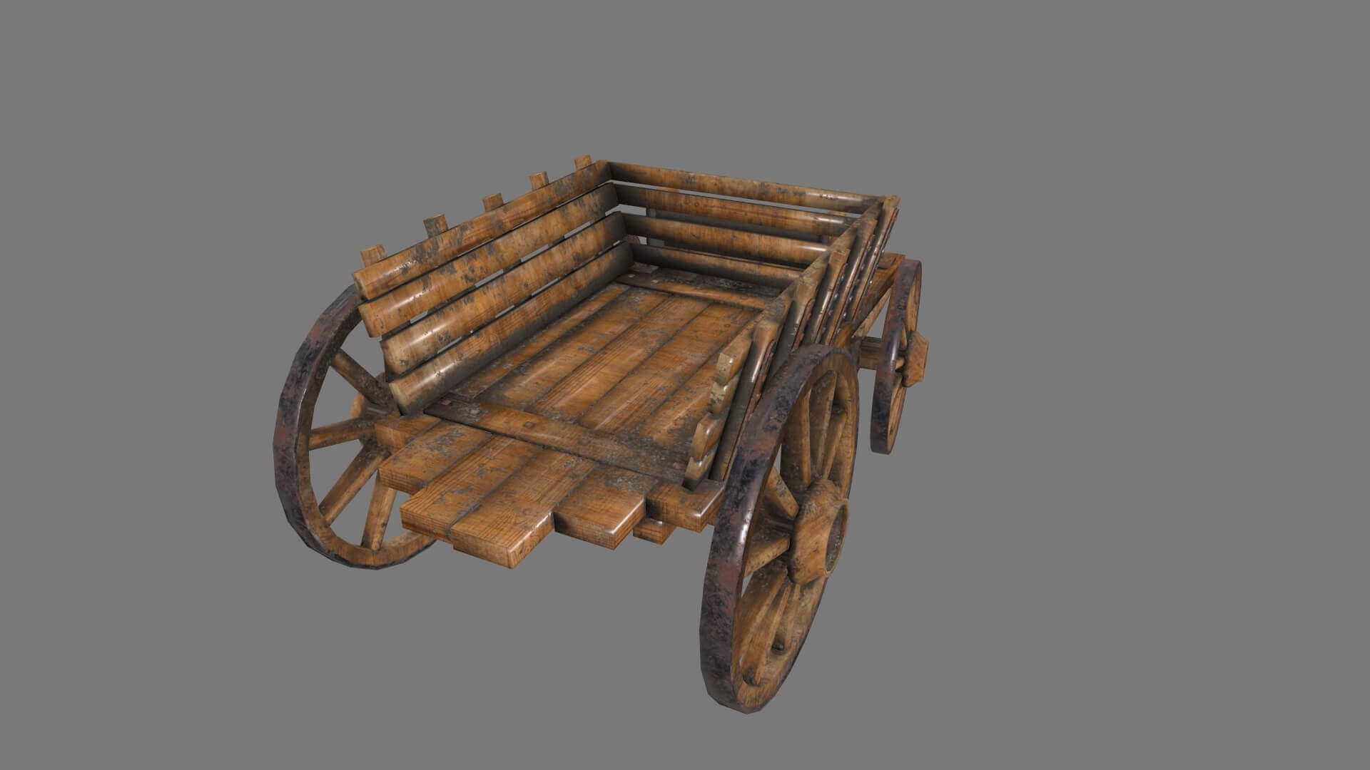 Wooden Cart - 3D Model by icekazim