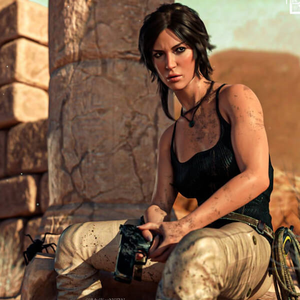 Lara Croft 3D Render, Digital Art by Idylla