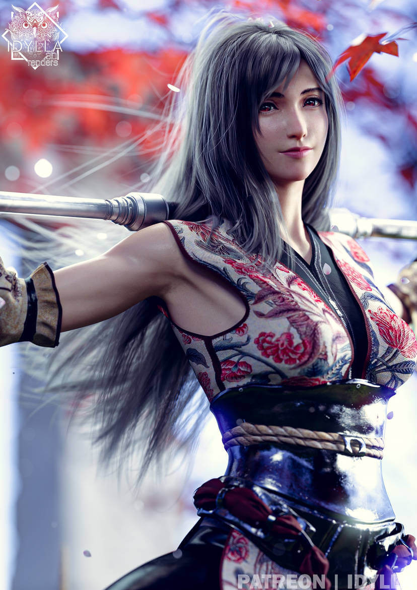Tifa 3D Render, Digital Art by Idylla