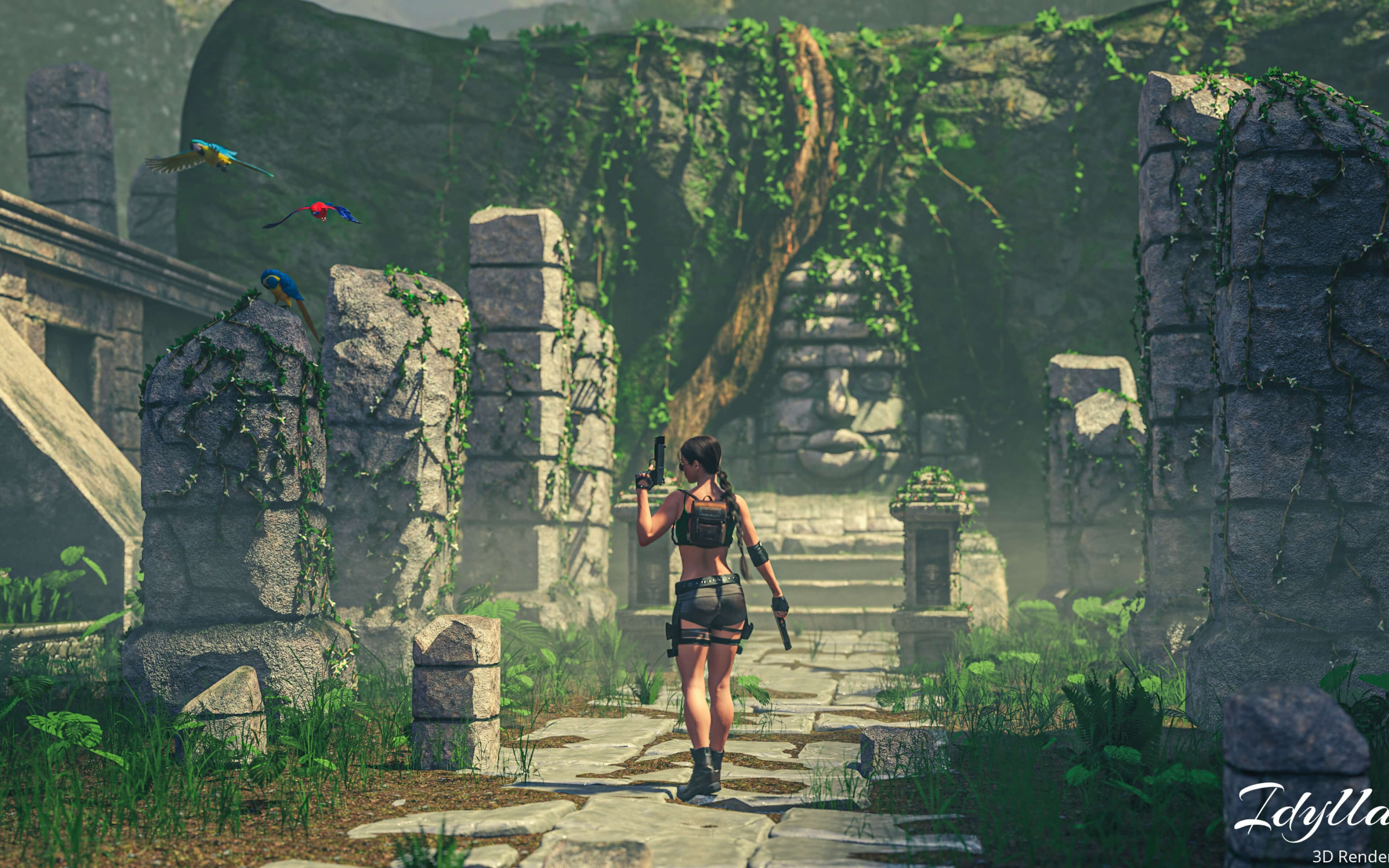 Lara Croft 3D Desktop HD Wallpaper