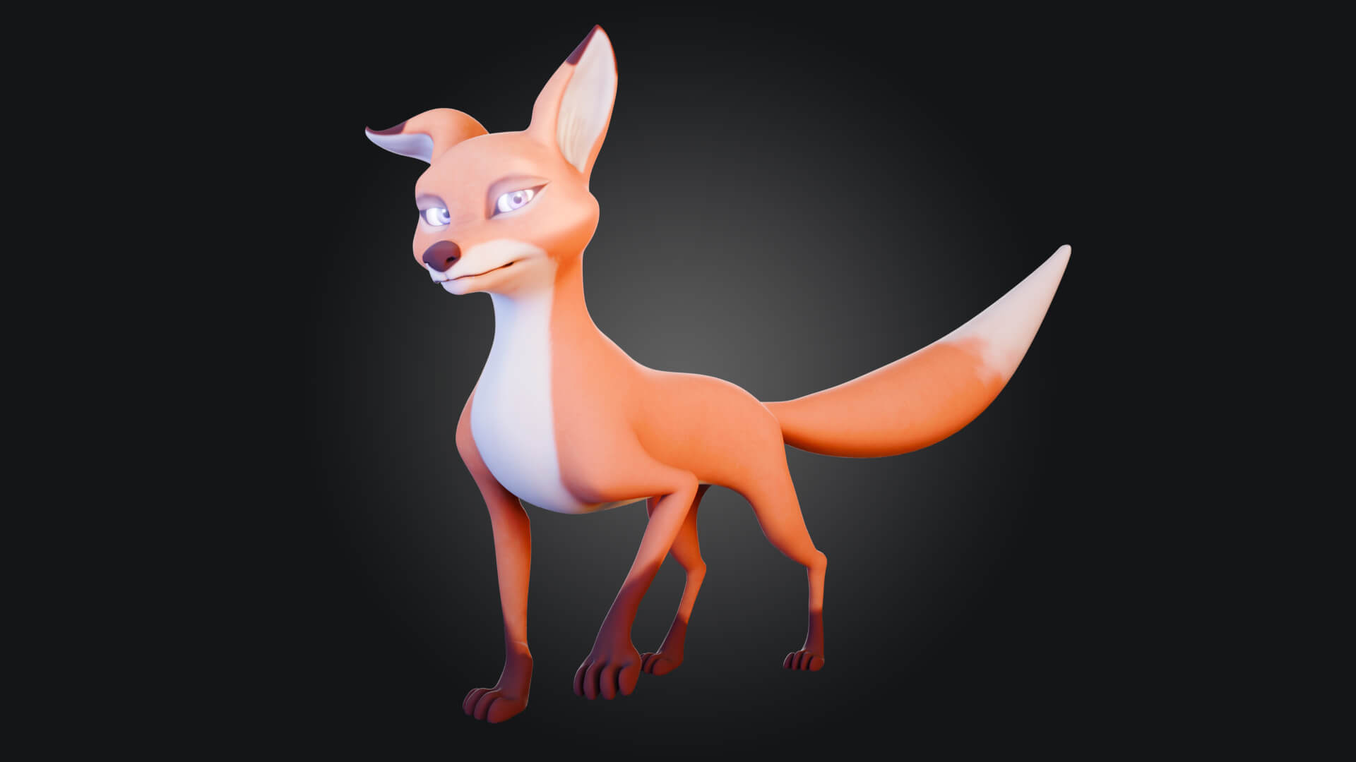 Cartoon Fox for Blender Rigged Low Poly 3D Model by Ignkiran