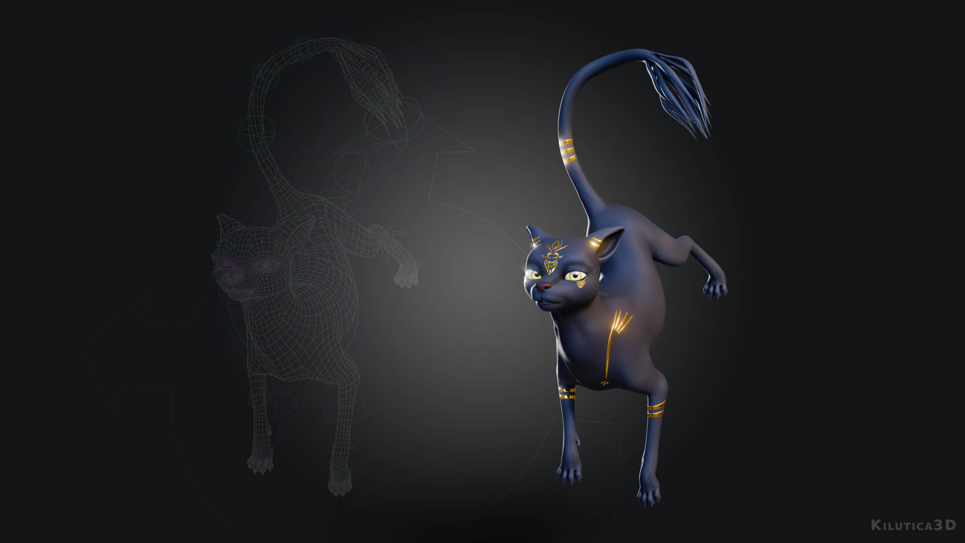 Egyptian Bastet Cat Rigged Low Poly 3D Model by Ignkiran