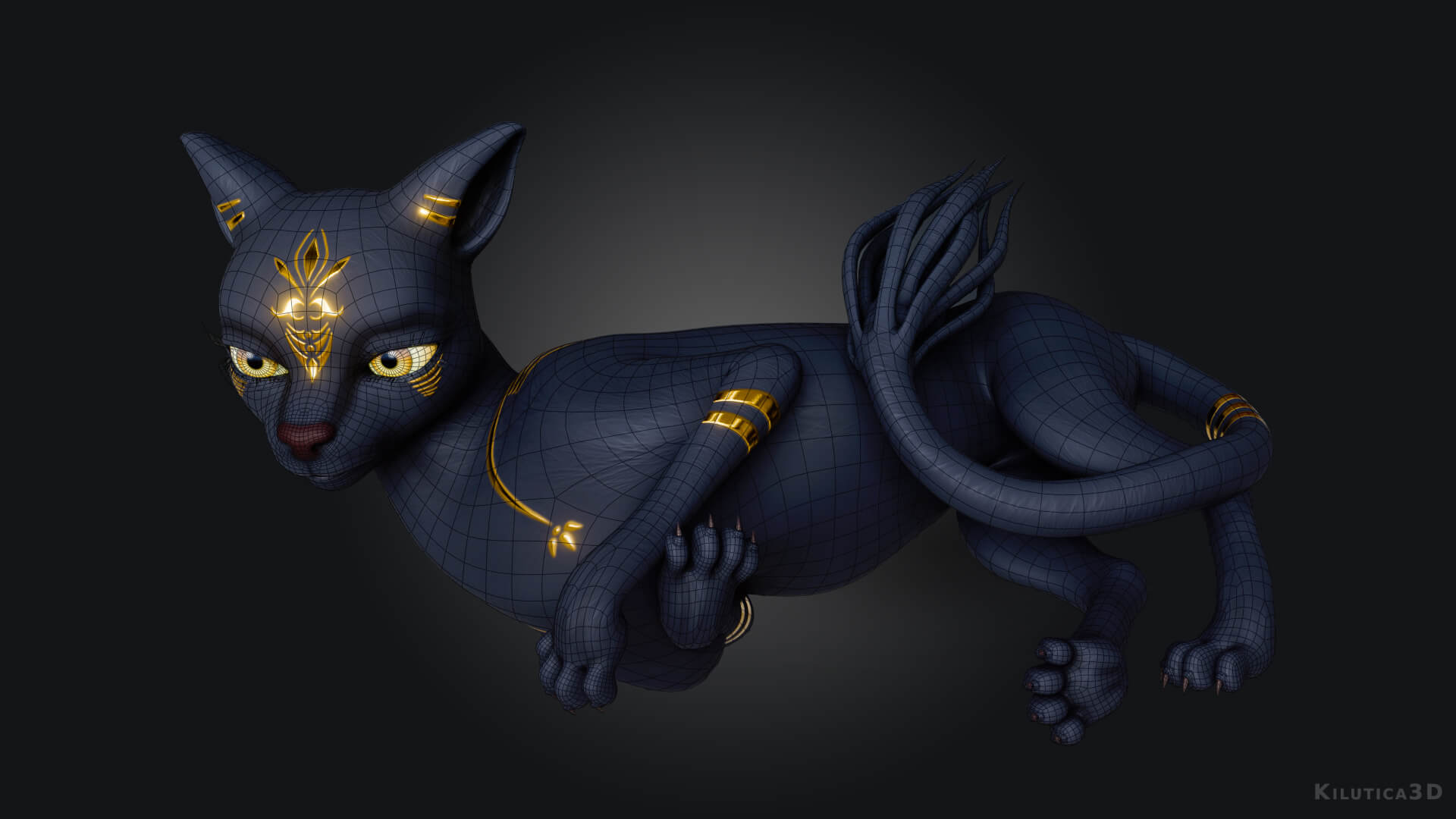 Egyptian Bastet Cat Rigged Low Poly 3D Model by Ignkiran