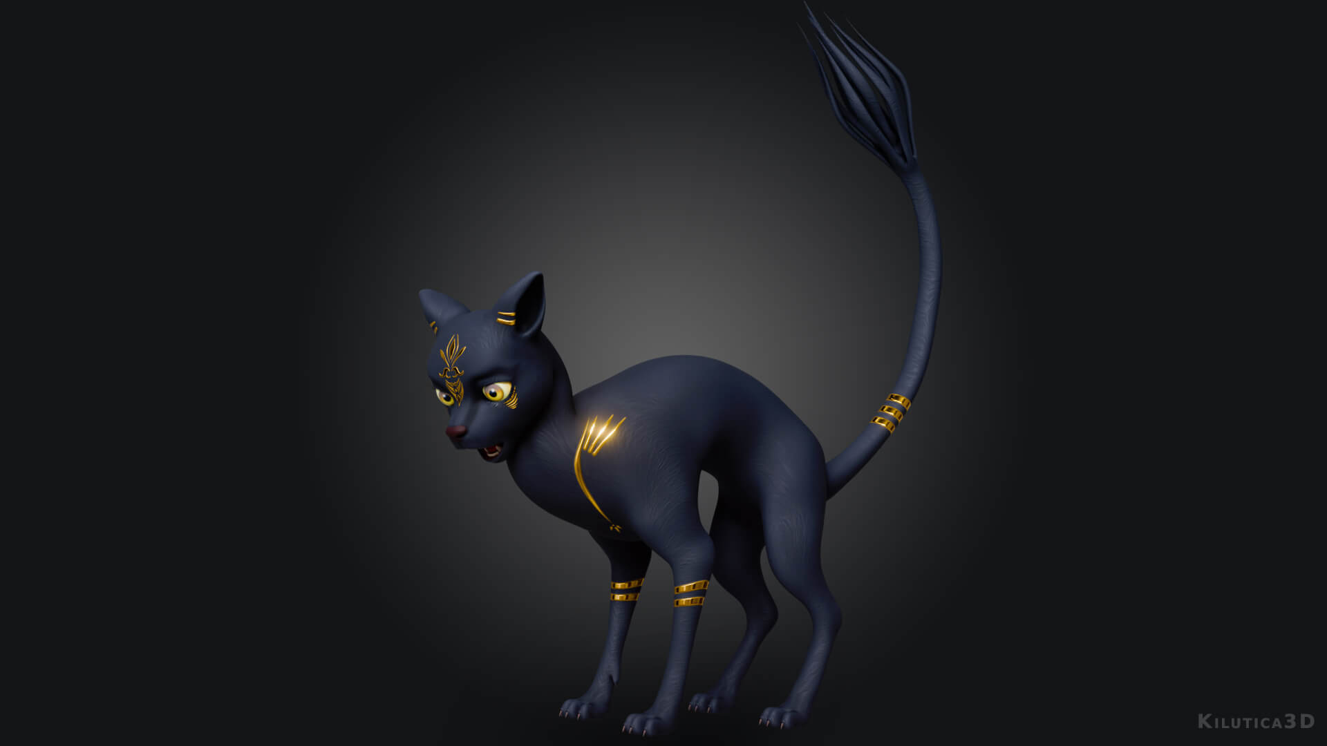Egyptian Bastet Cat Rigged Low Poly 3D Model by Ignkiran