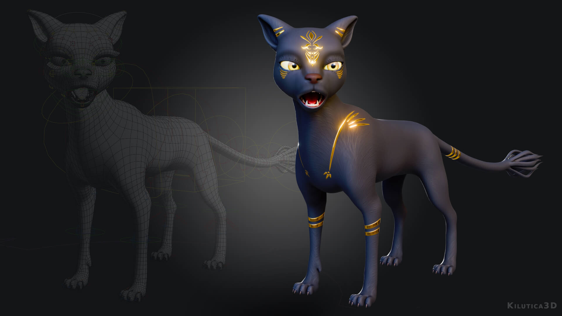 Egyptian Bastet Cat Rigged Low Poly 3D Model by Ignkiran