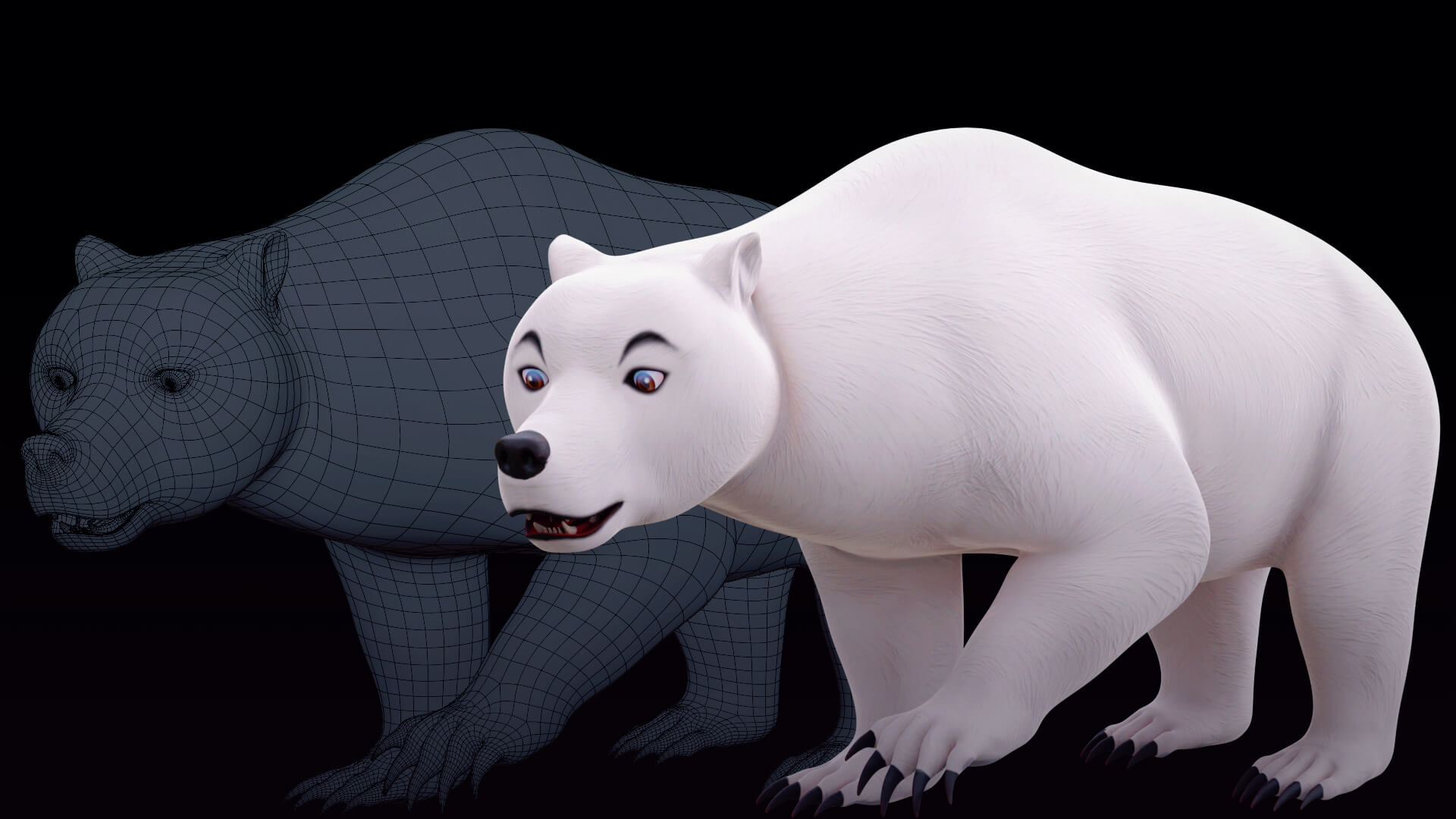 Polar Bear Cartoon Rigged Low-poly 3D model 3D Render by Ignkiran