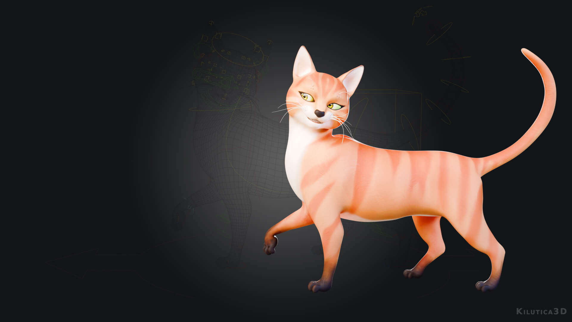 Rigged Cute Cat Low Poly 3D Model by Ignkiran