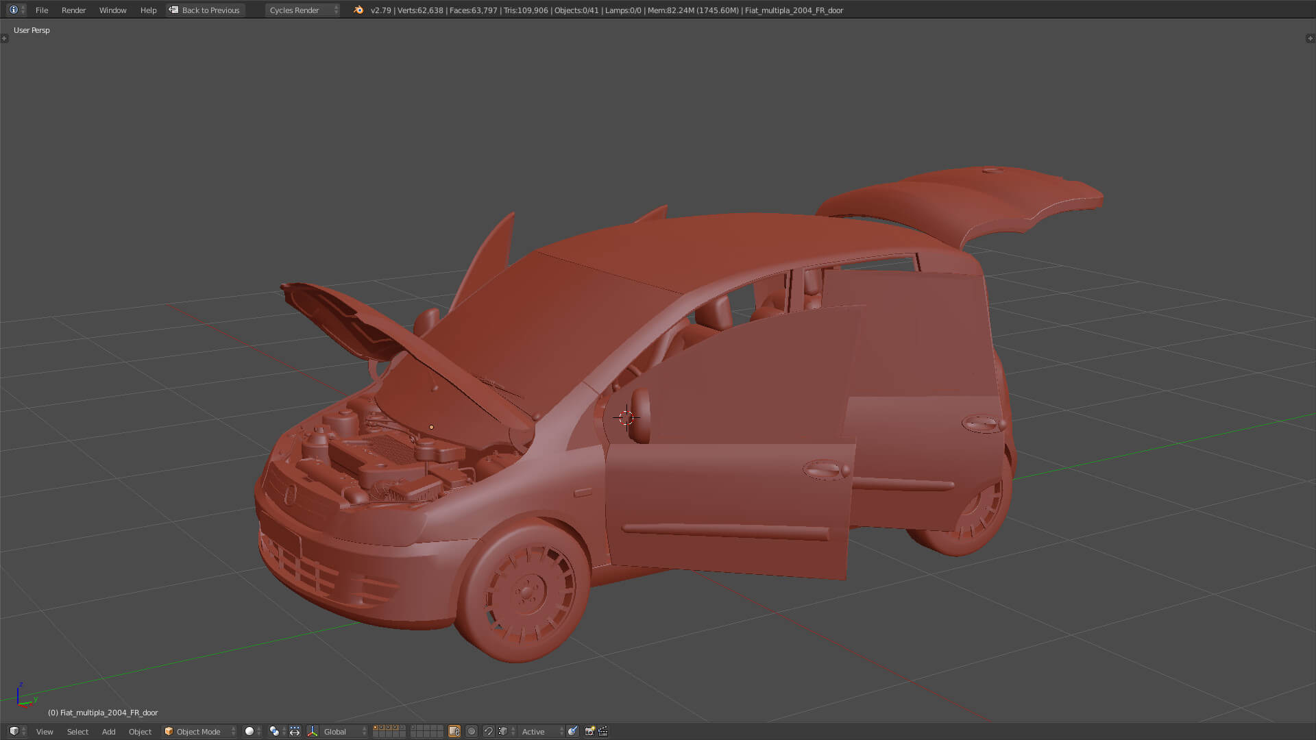 FIAT Multipla 2004 Lowpoly - 3D Model by Igor Shmidt