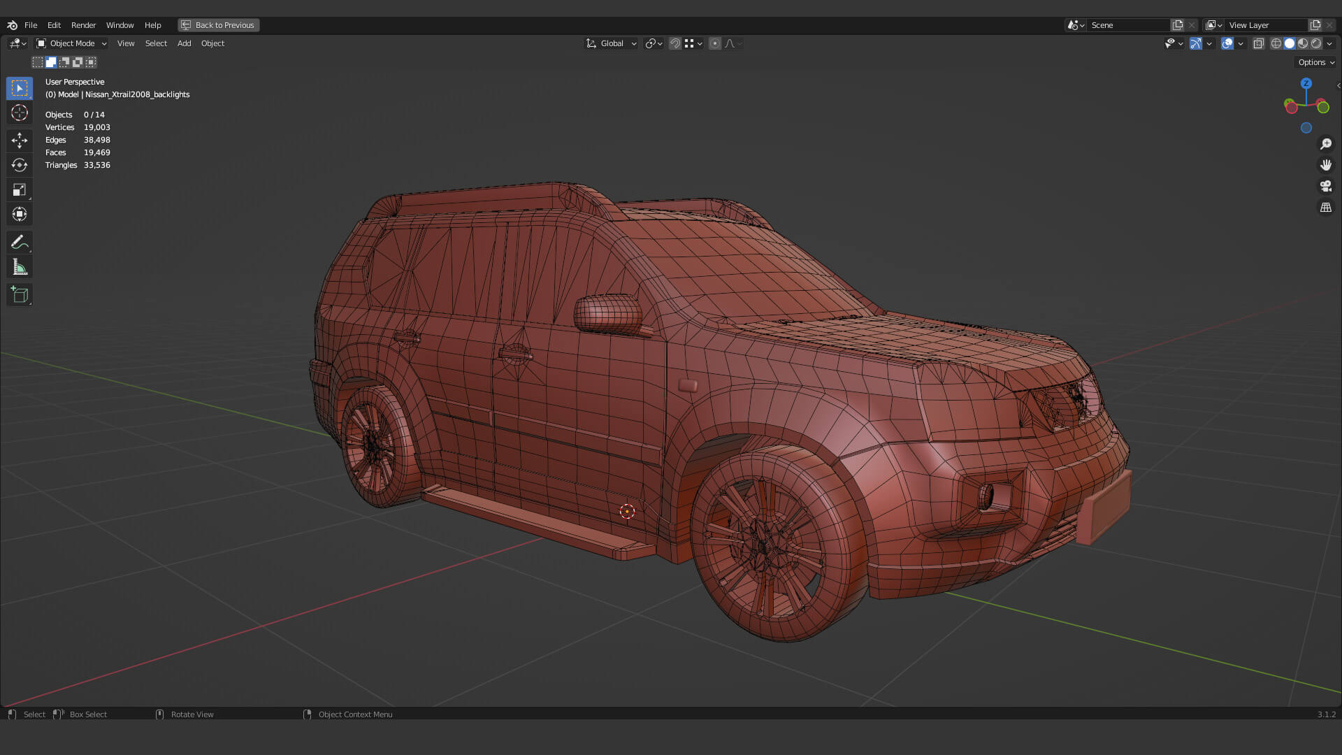 Nissan X-Trail 2008 Low Poly 3D Model by Igor Shmidt