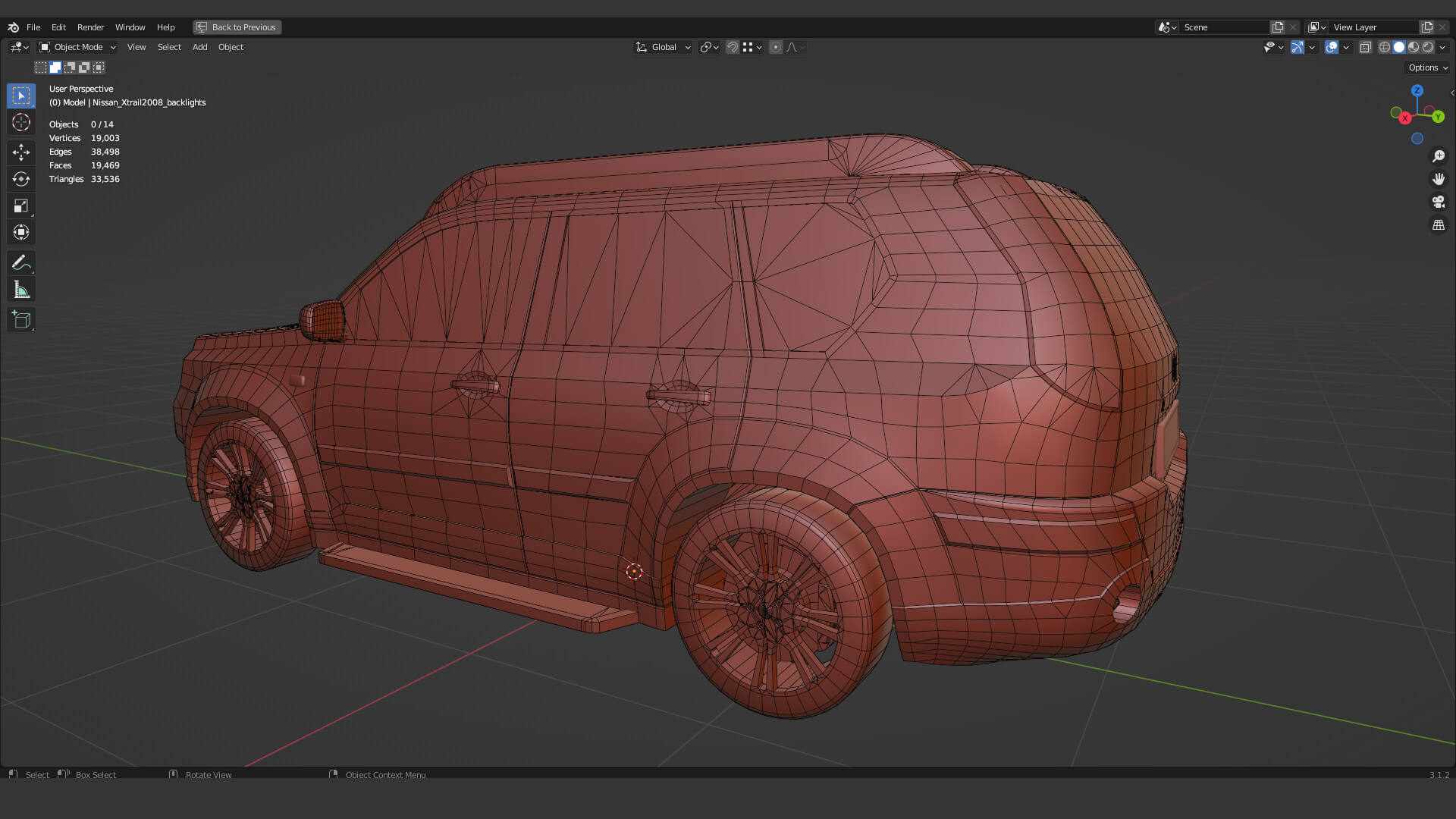 Nissan X-Trail 2008 Low Poly 3D Model by Igor Shmidt