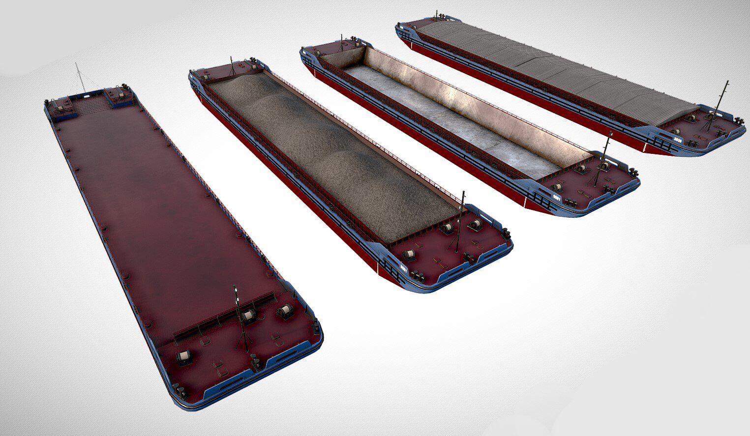 Barges 85x16 Color Set 02 - 3D Model by IgorYerm