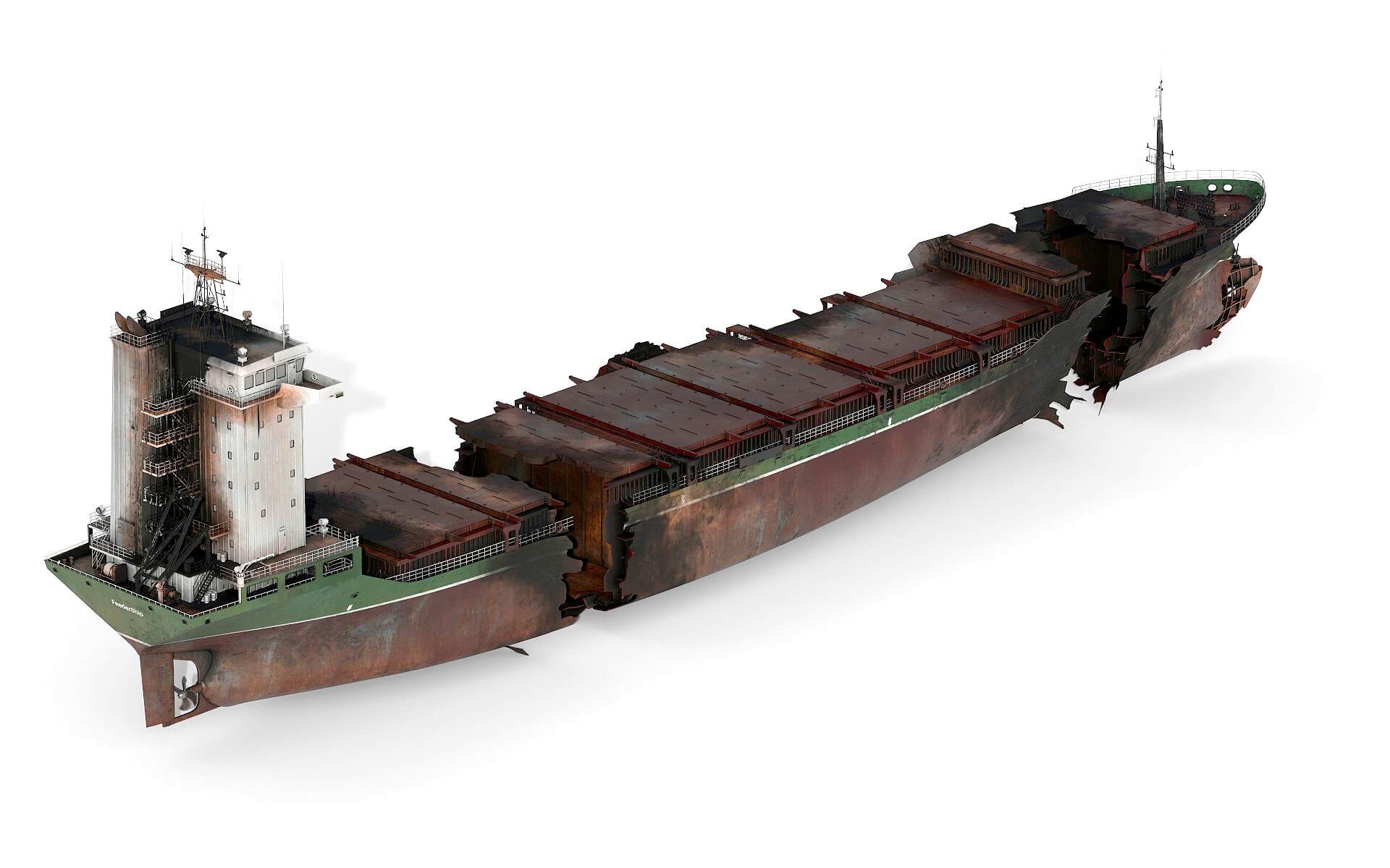 Burned and Destroyed Ship - 3D Model by IgorYerm