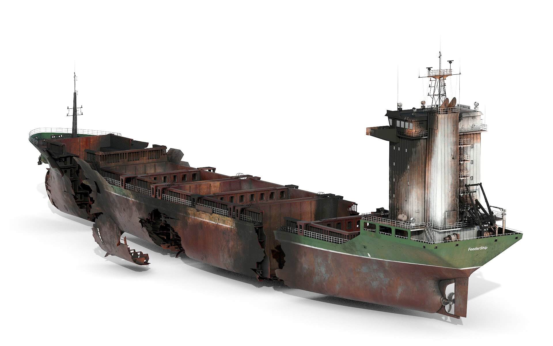 Burned and Destroyed Ship - 3D Model by IgorYerm