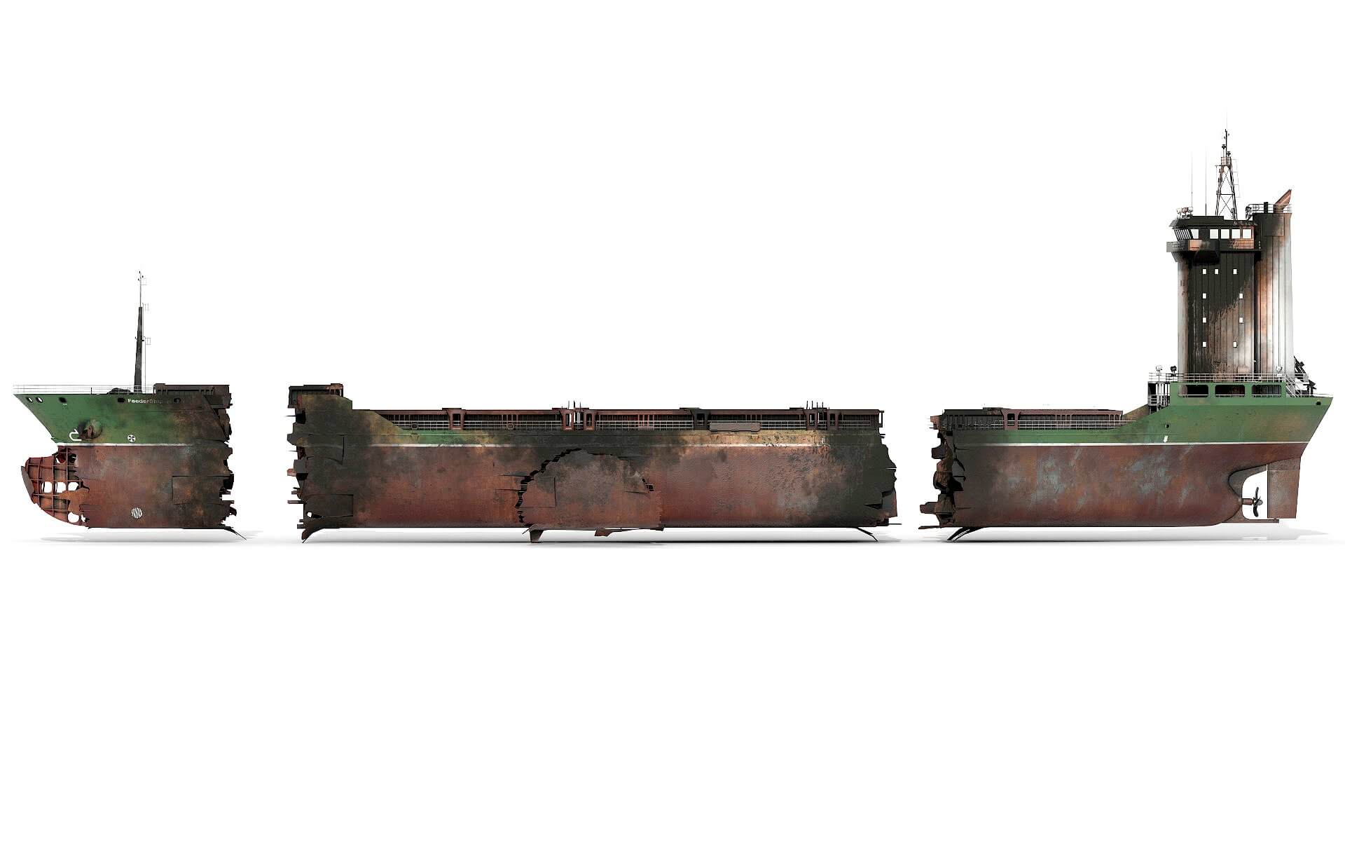 Burned and Destroyed Ship - 3D Model by IgorYerm