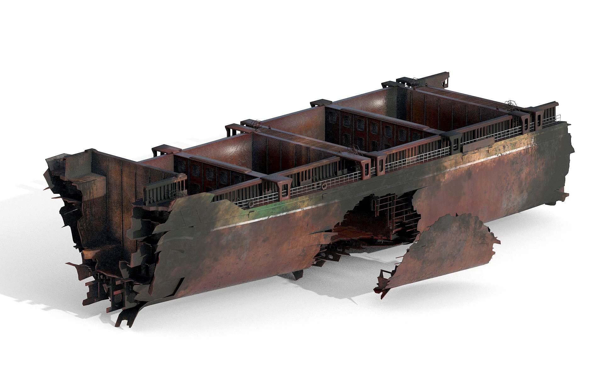 Burned and Destroyed Ship - 3D Model by IgorYerm