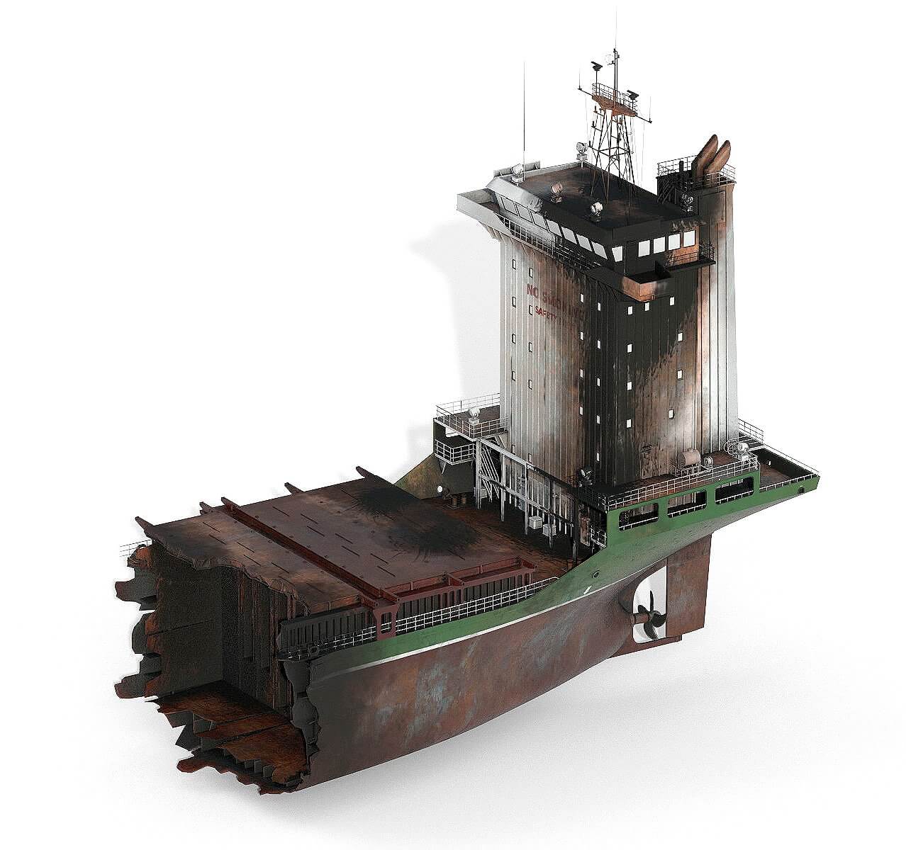 Burned and Destroyed Ship - 3D Model by IgorYerm