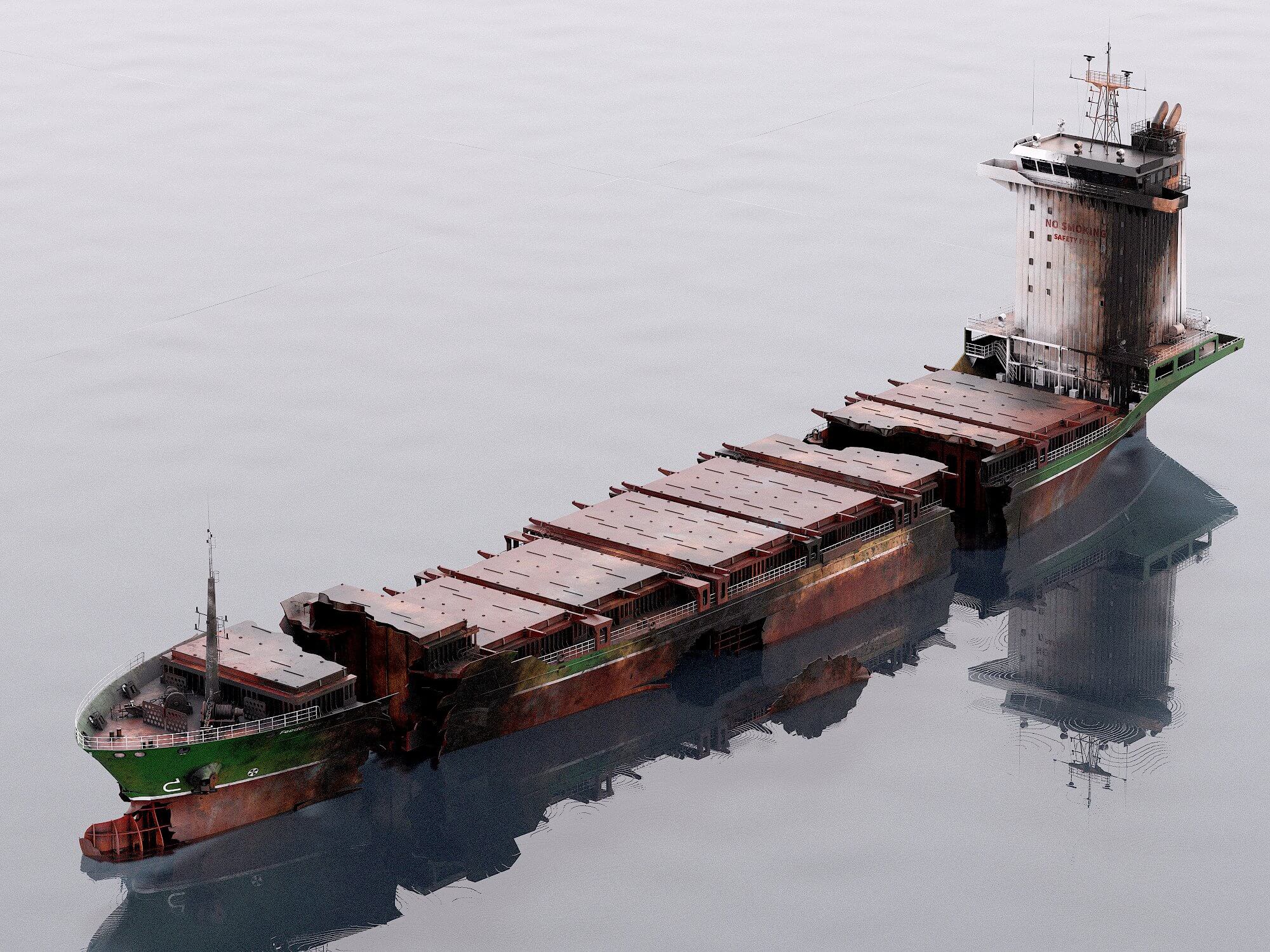 Burned and Destroyed Ship - 3D Model by IgorYerm