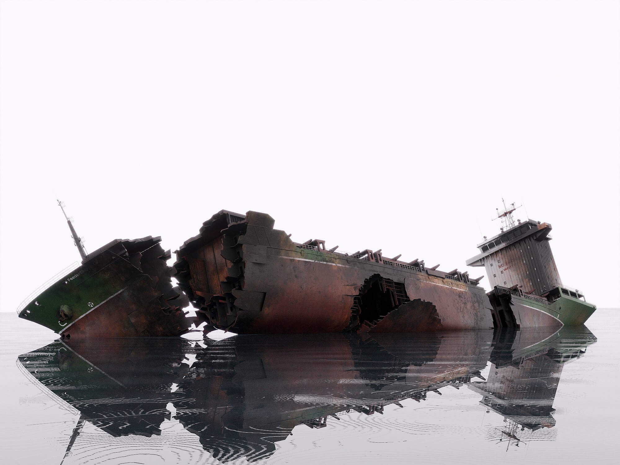 Burned and Destroyed Ship - 3D Model by IgorYerm