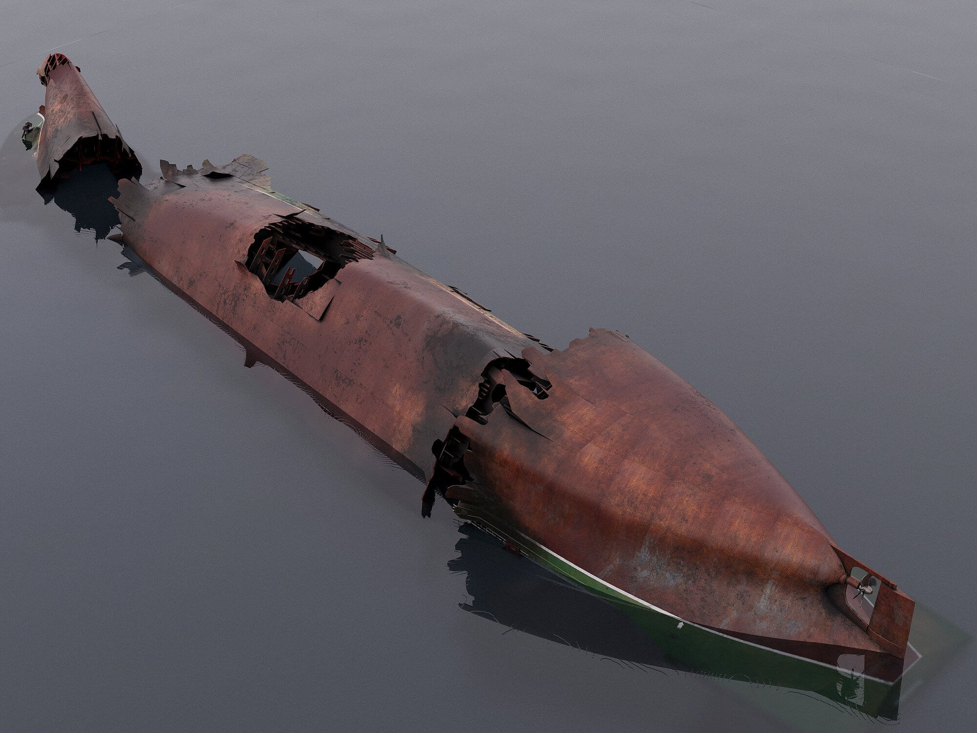 Burned and Destroyed Ship - 3D Model by IgorYerm