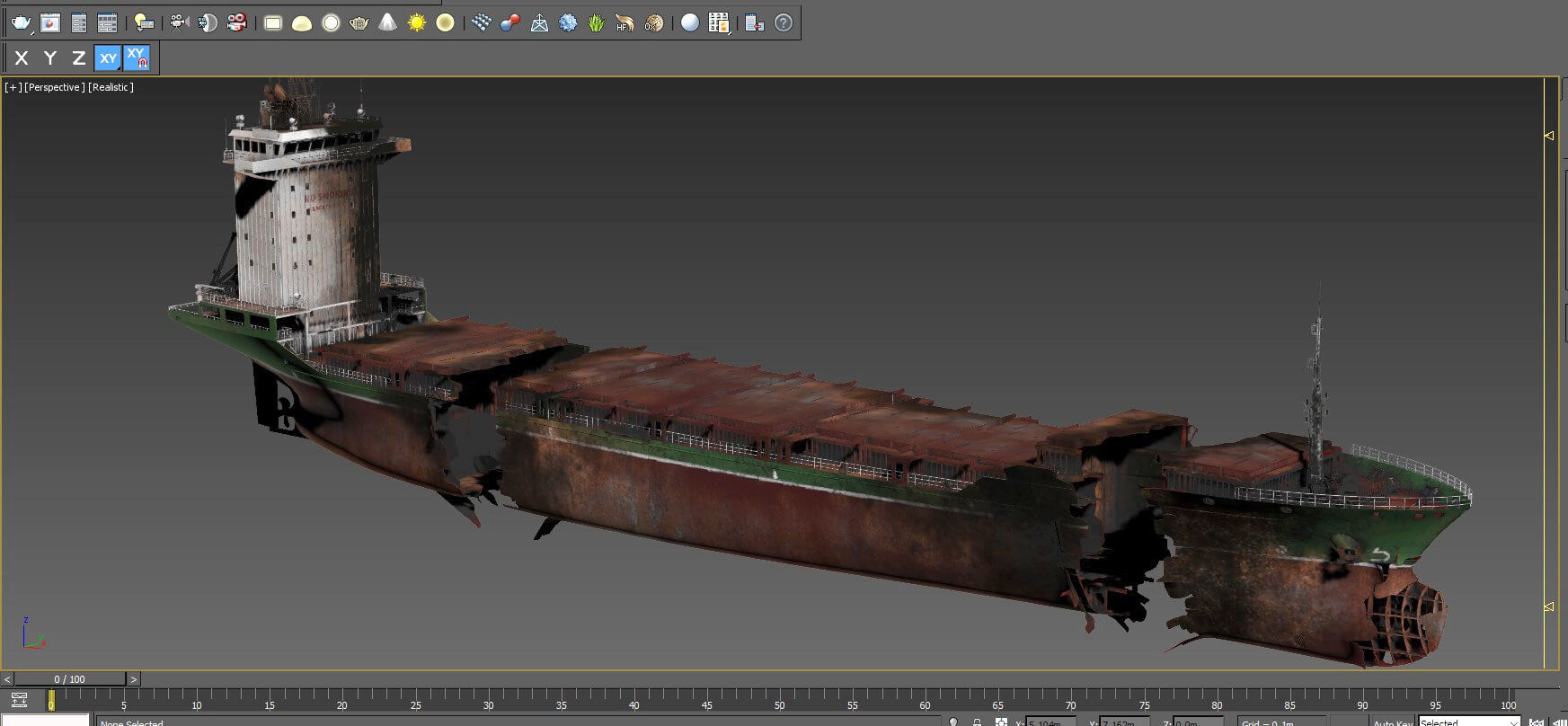 Burned and Destroyed Ship - 3D Model by IgorYerm
