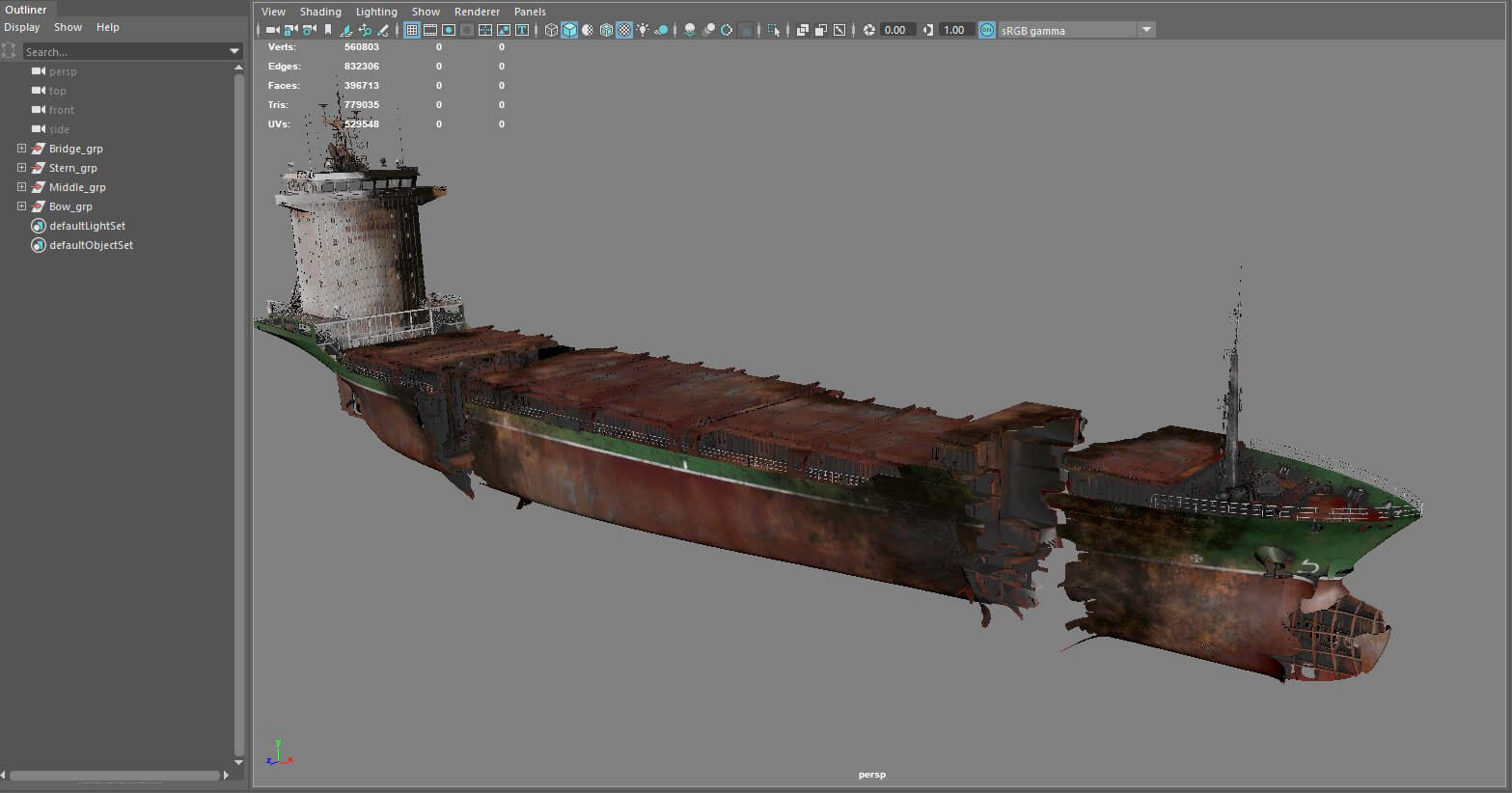 Burned and Destroyed Ship - 3D Model by IgorYerm