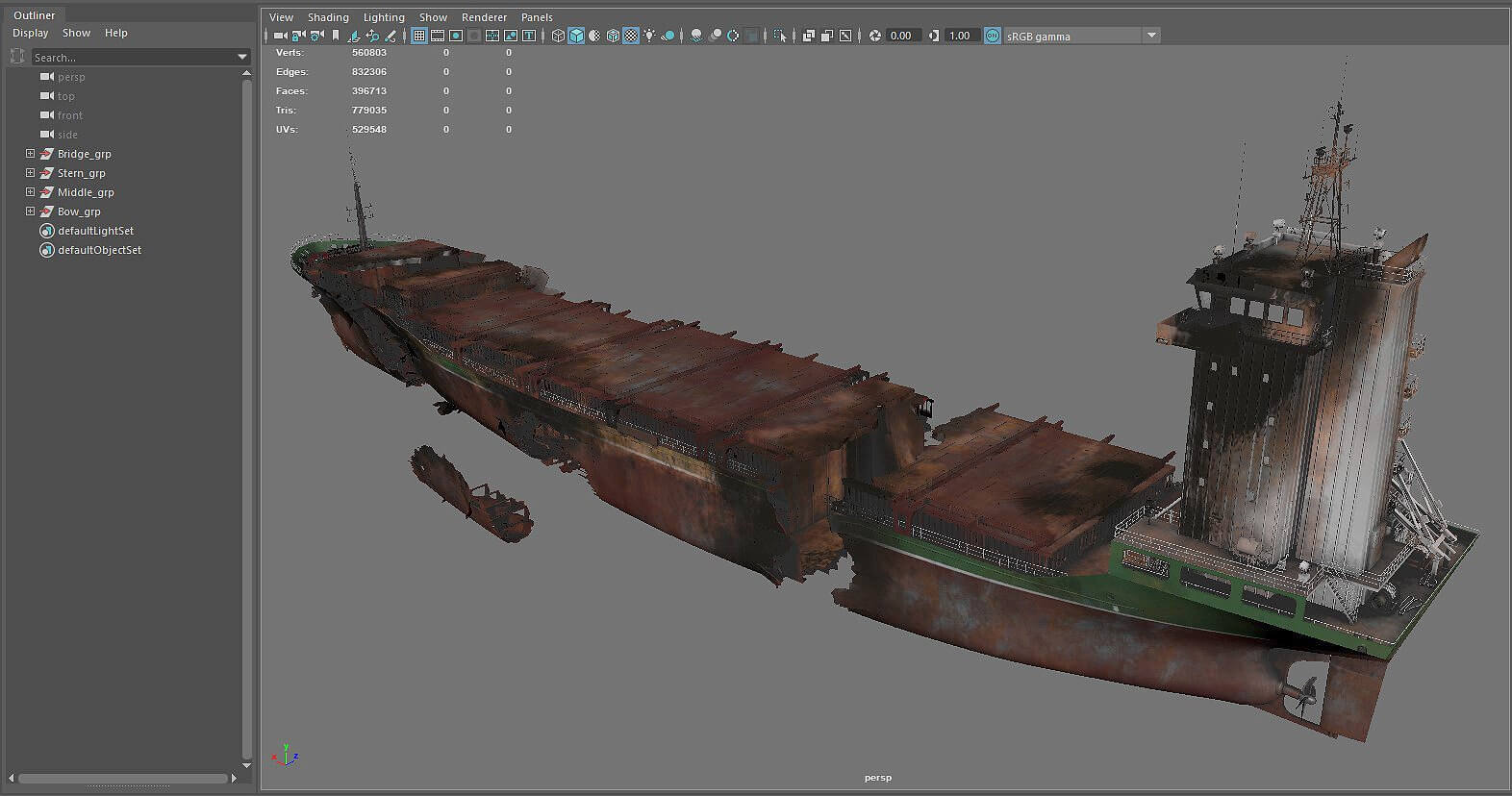 Burned and Destroyed Ship - 3D Model by IgorYerm
