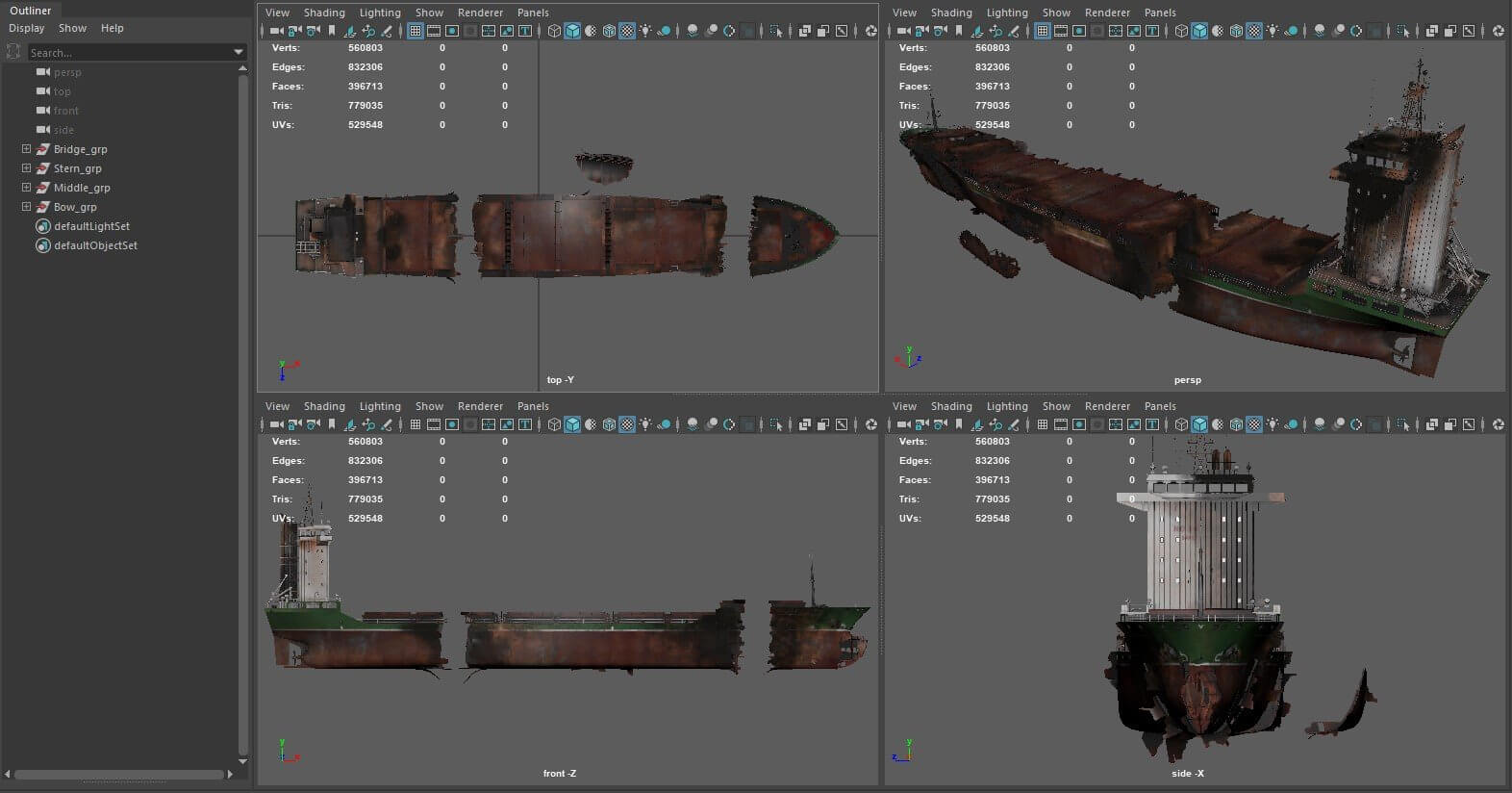 Burned and Destroyed Ship - 3D Model by IgorYerm