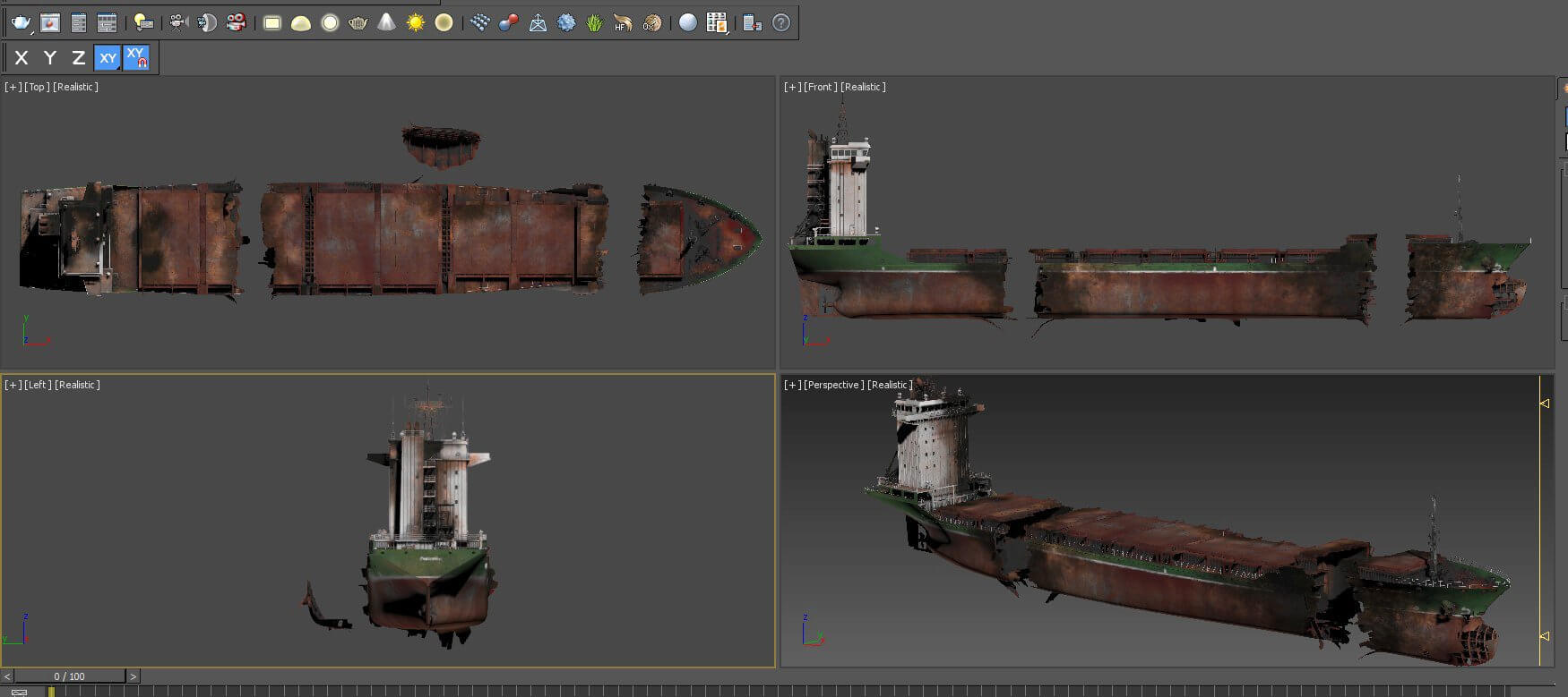 Burned and Destroyed Ship - 3D Model by IgorYerm