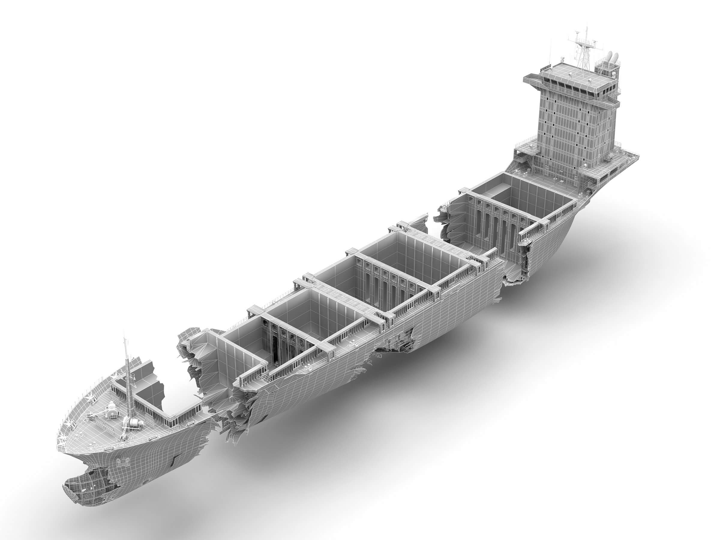 Burned and Destroyed Ship - 3D Model by IgorYerm