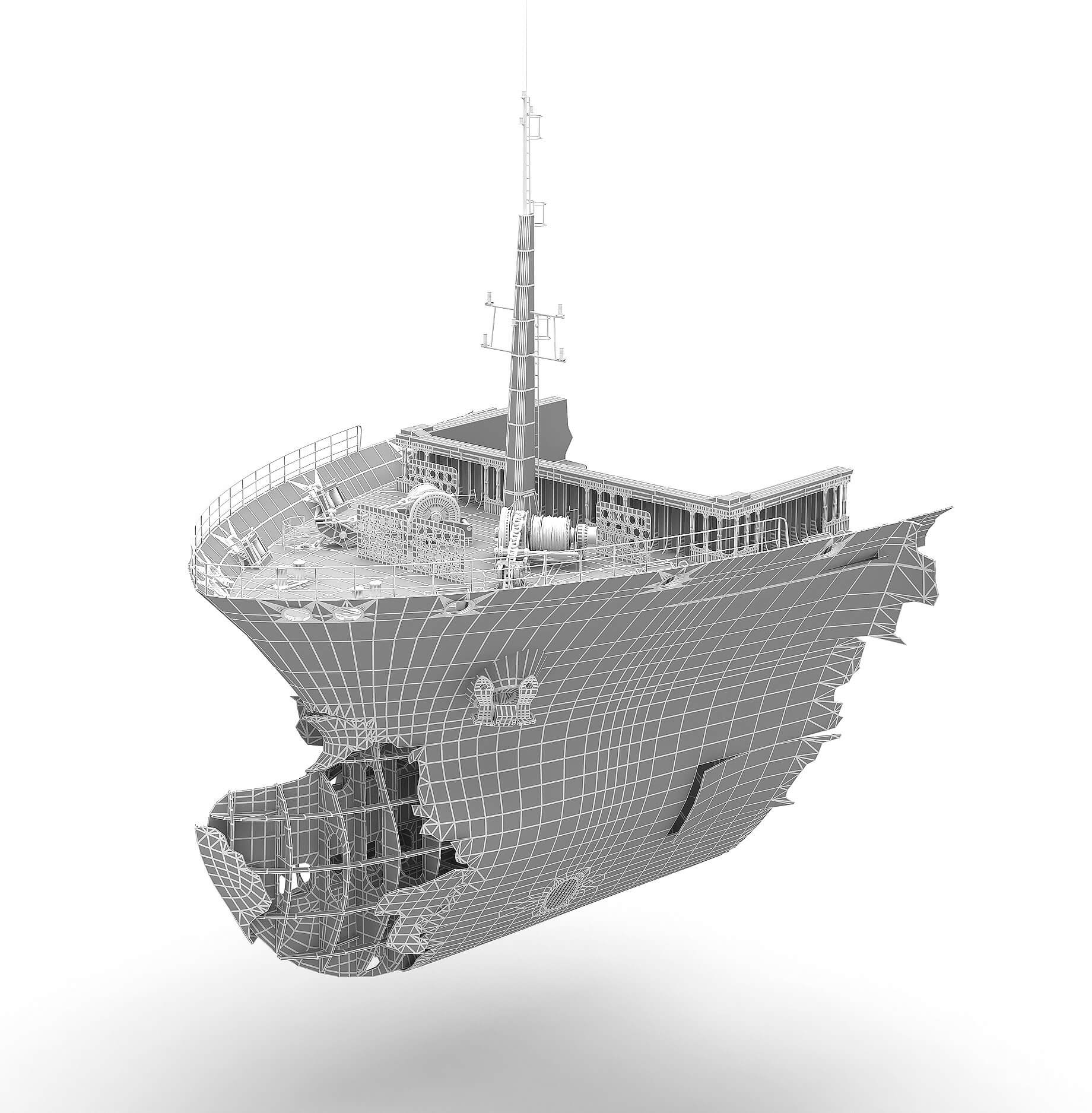 Burned and Destroyed Ship - 3D Model by IgorYerm