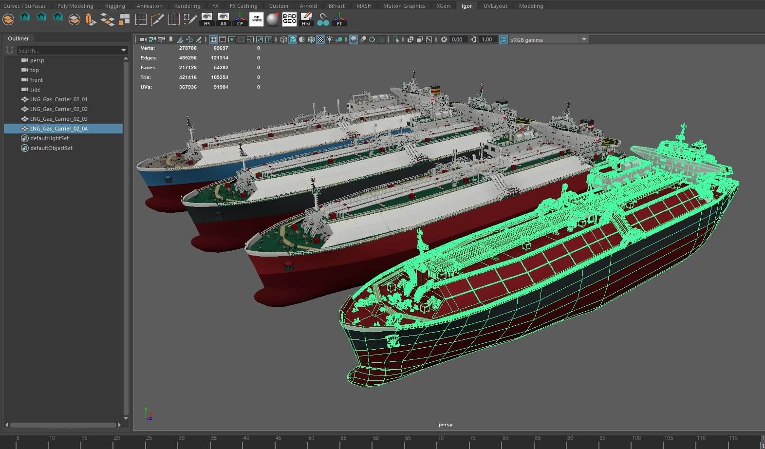 LNG Gas Carrier 4 Colors - 3D Model by IgorYerm