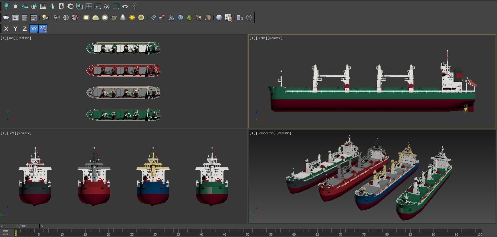 Panamax Bulk Carrier 4 Colors - 3D Model by IgorYerm