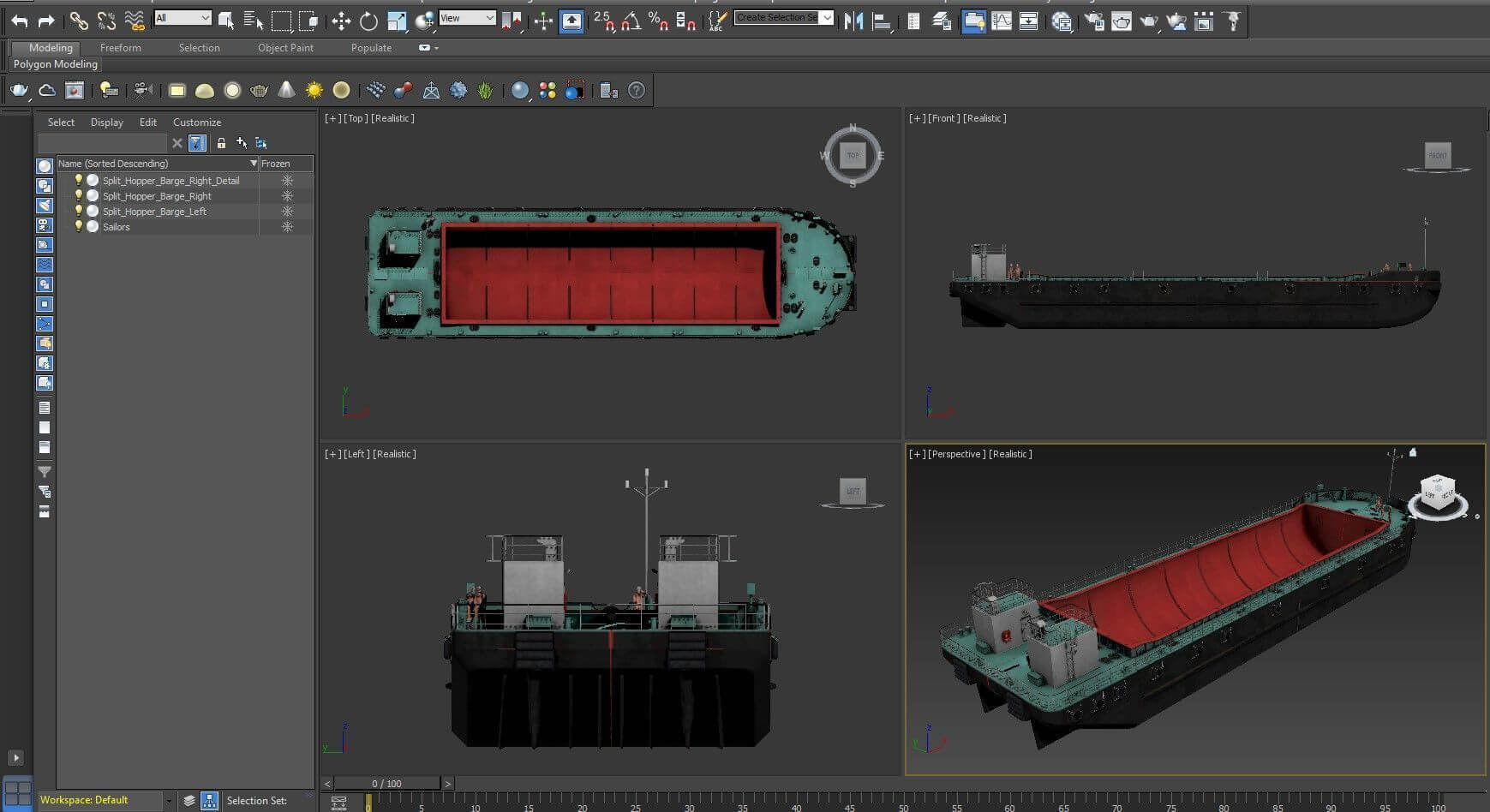 Split Hopper Barge - 3D Model by IgorYerm