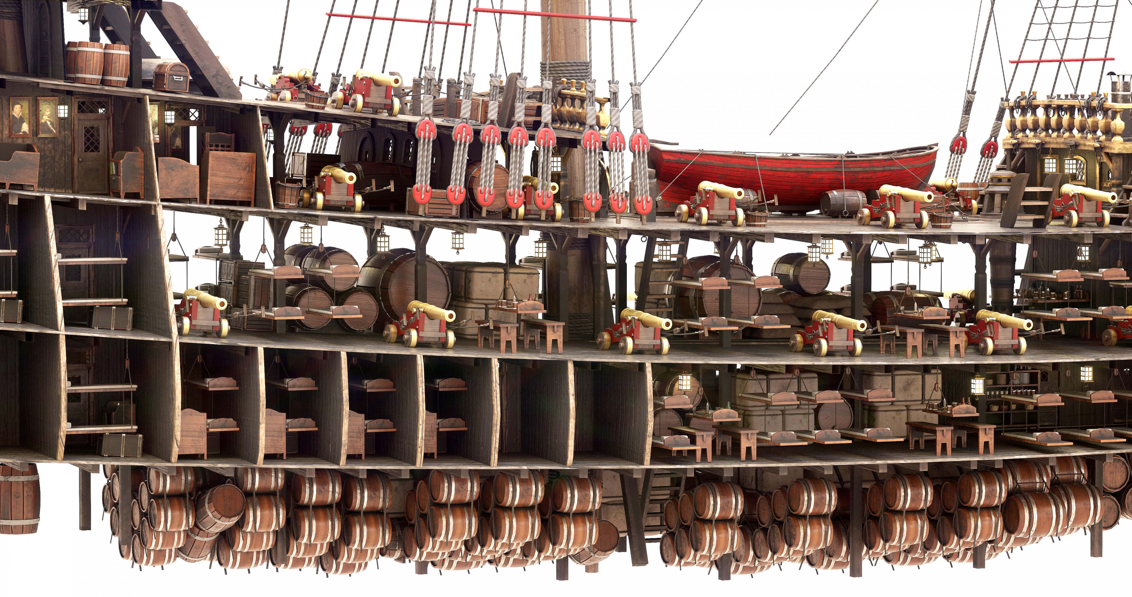 Galleon Ship With Interior - 3D Model by IgorYerm