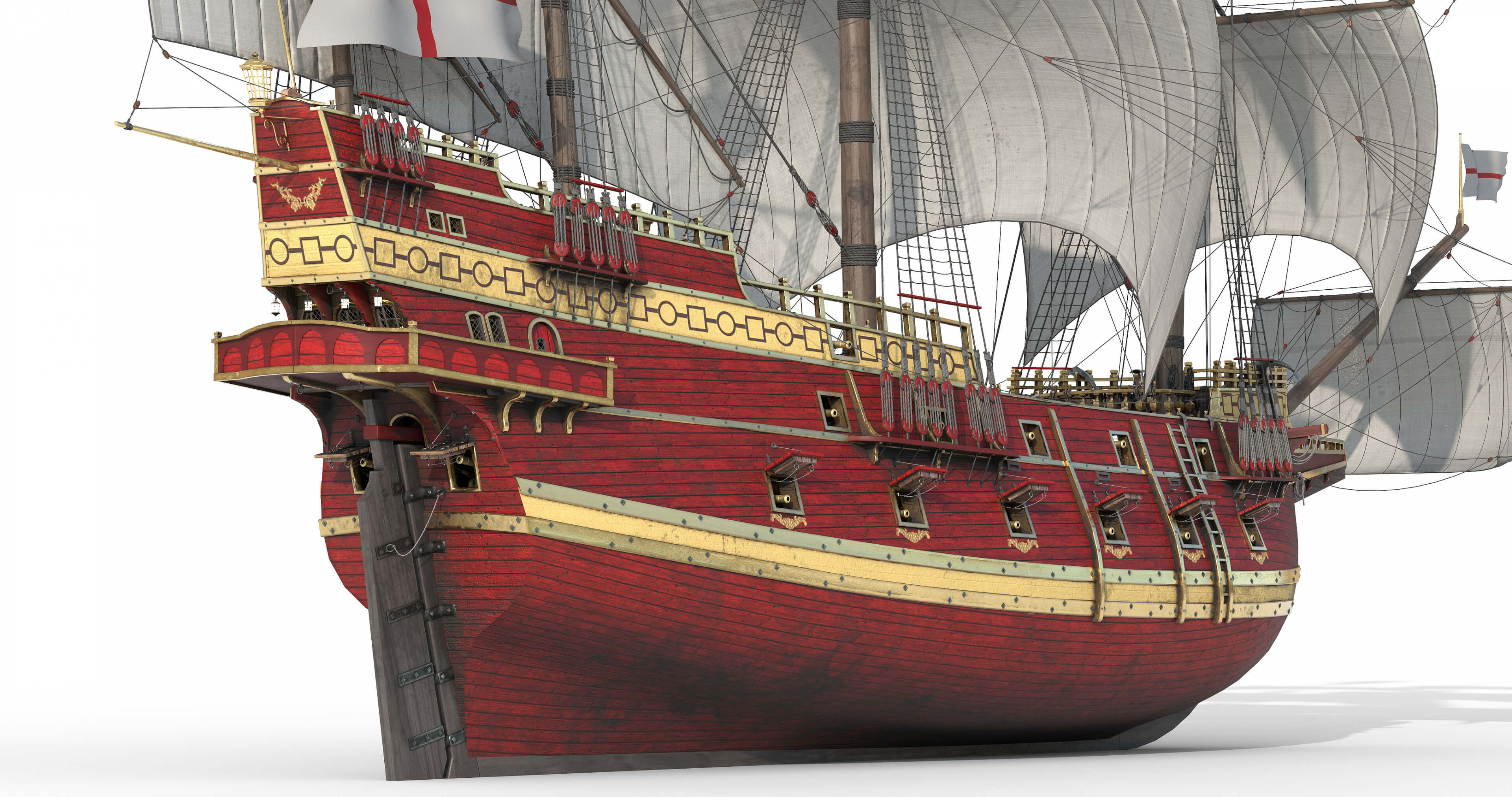 Galleon Ship With Interior - 3D Model by IgorYerm