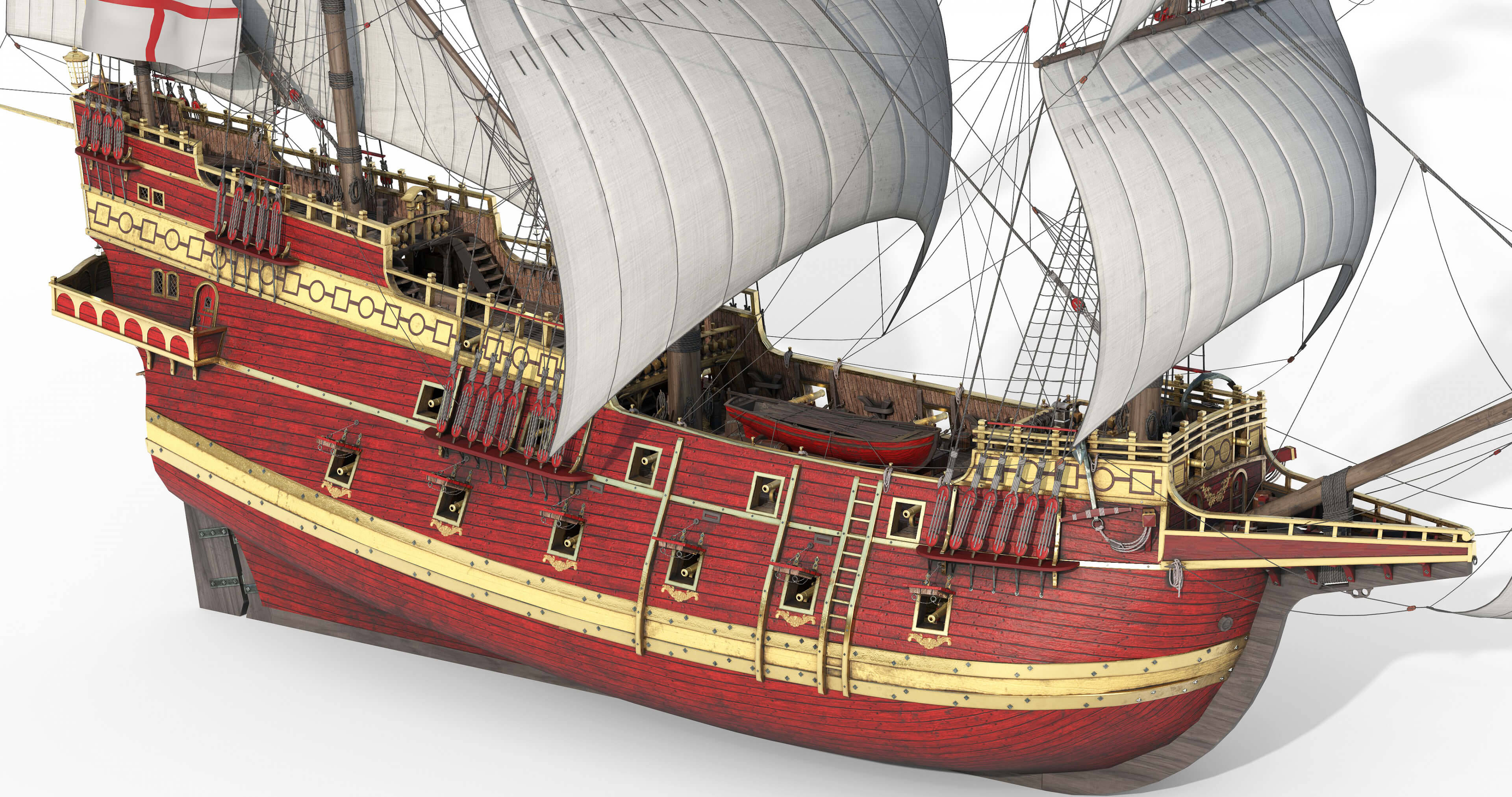 Galleon Ship With Interior - 3D Model by IgorYerm