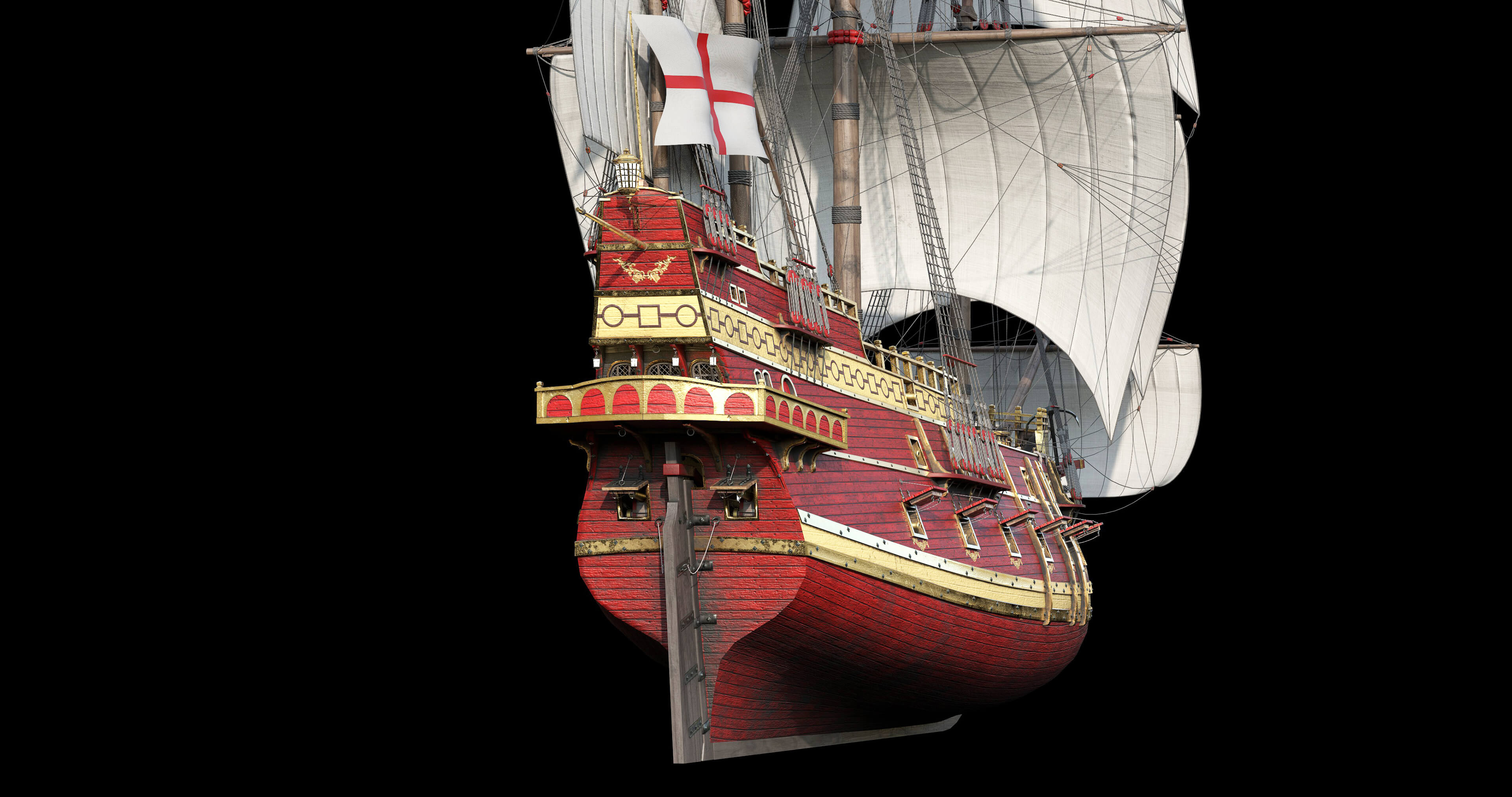 Galleon Ship With Interior - 3D Model by IgorYerm
