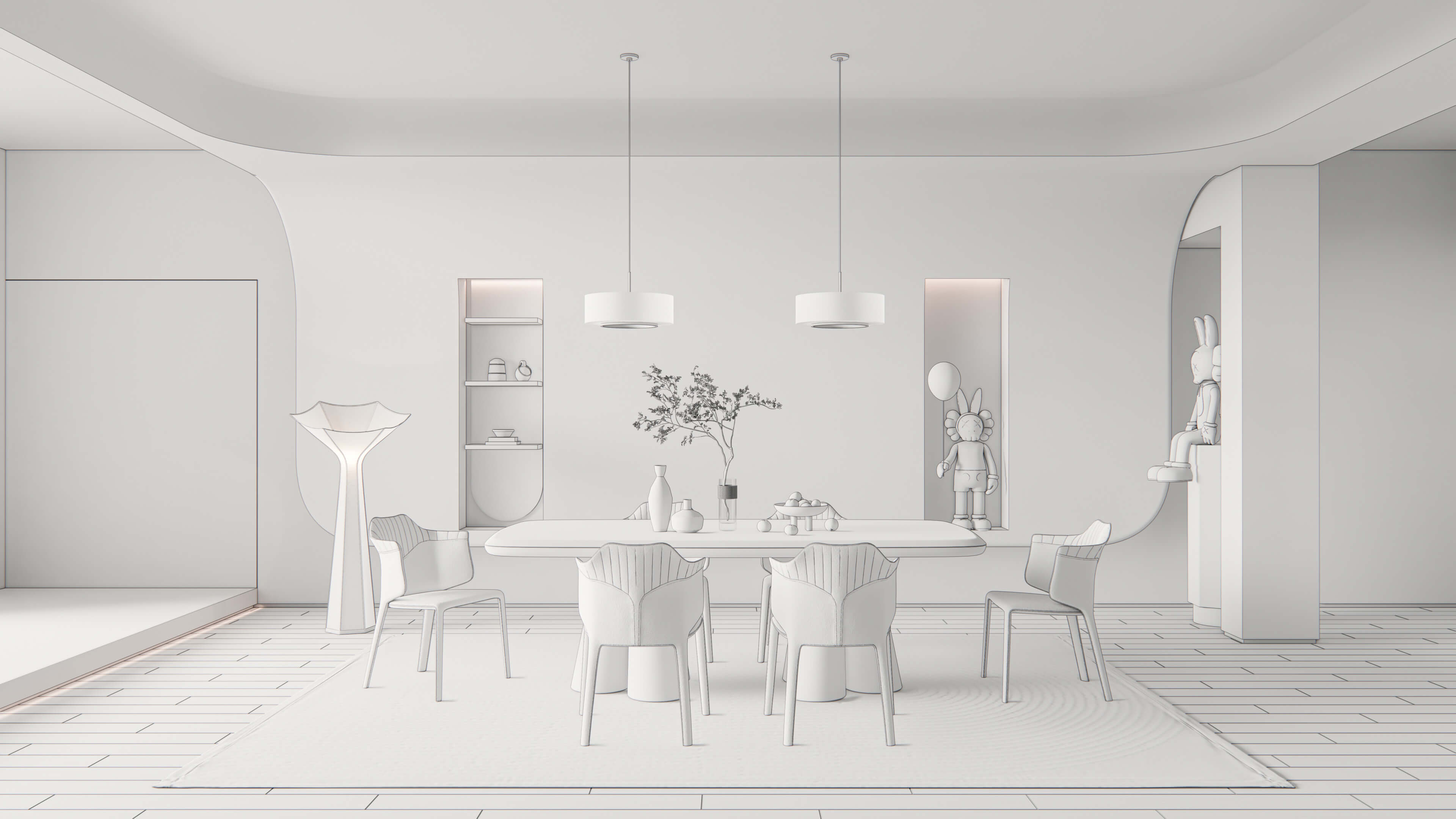 Dining Room Interior 01 - 3D Model by IID Studio
