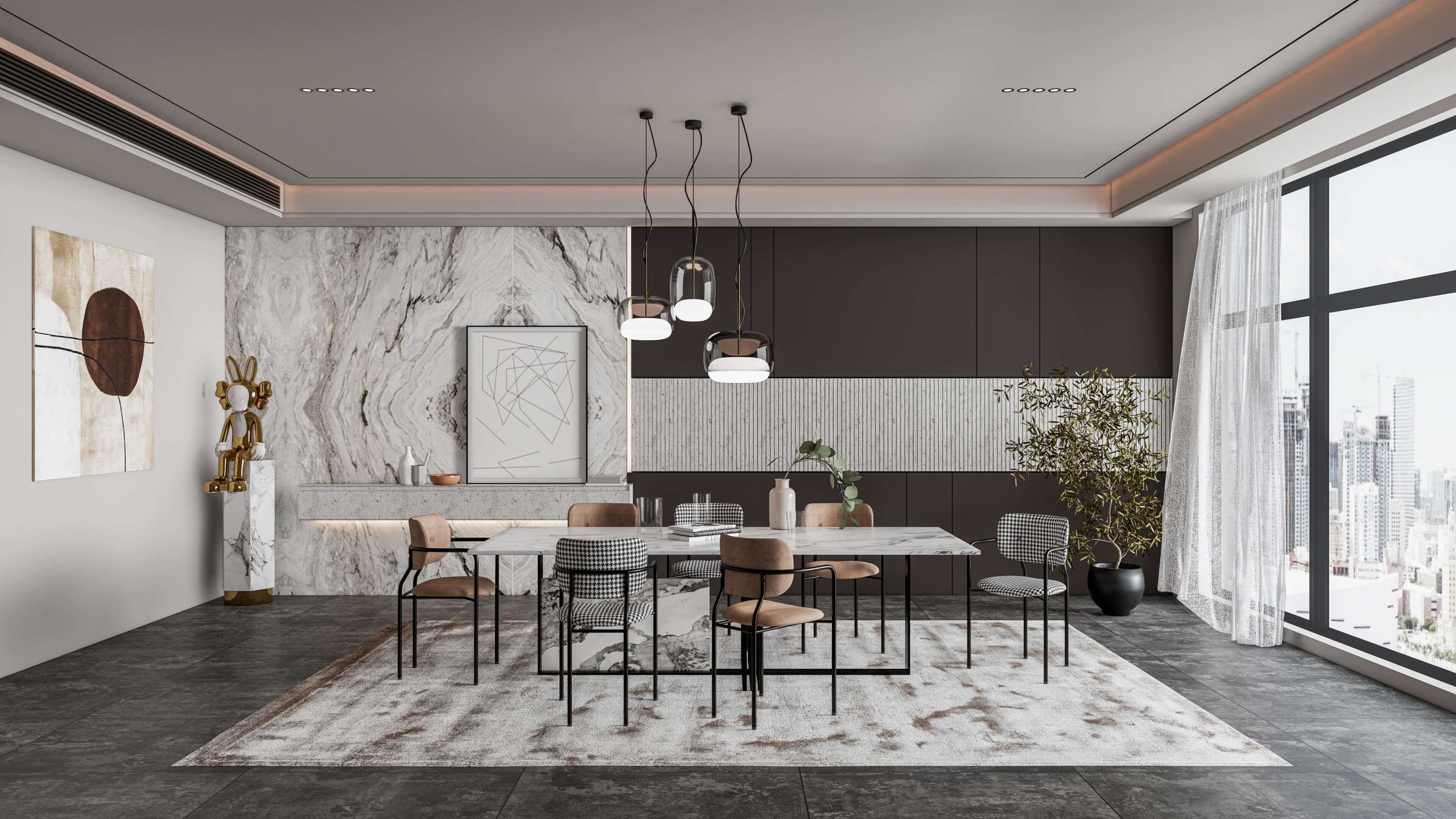 Dining Room Interior Dining Wall Dining Table Full Scene - 3D Model by ...