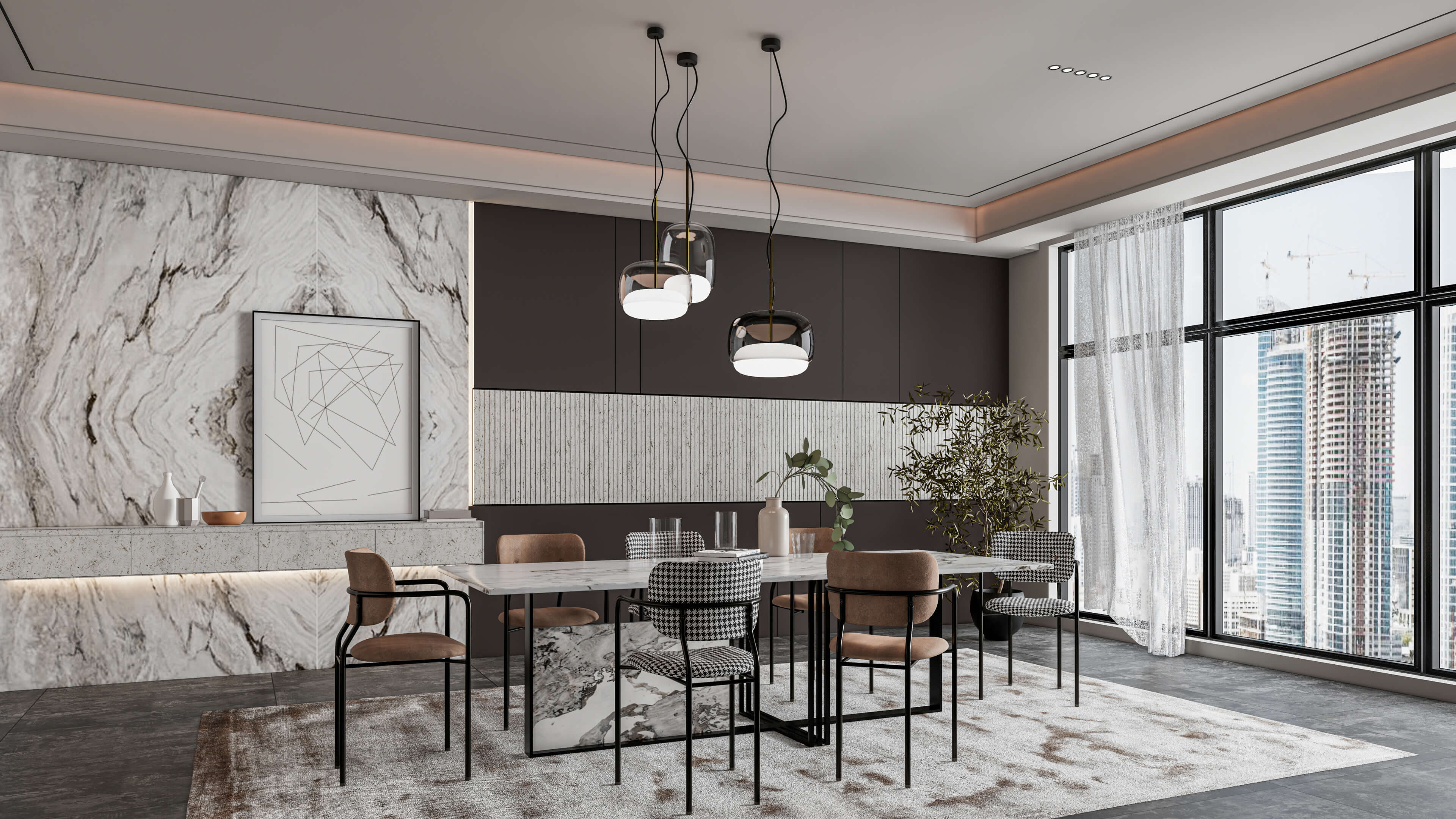 Dining Room Interior Dining Wall Dining Table Full Scene - 3D Model by ...