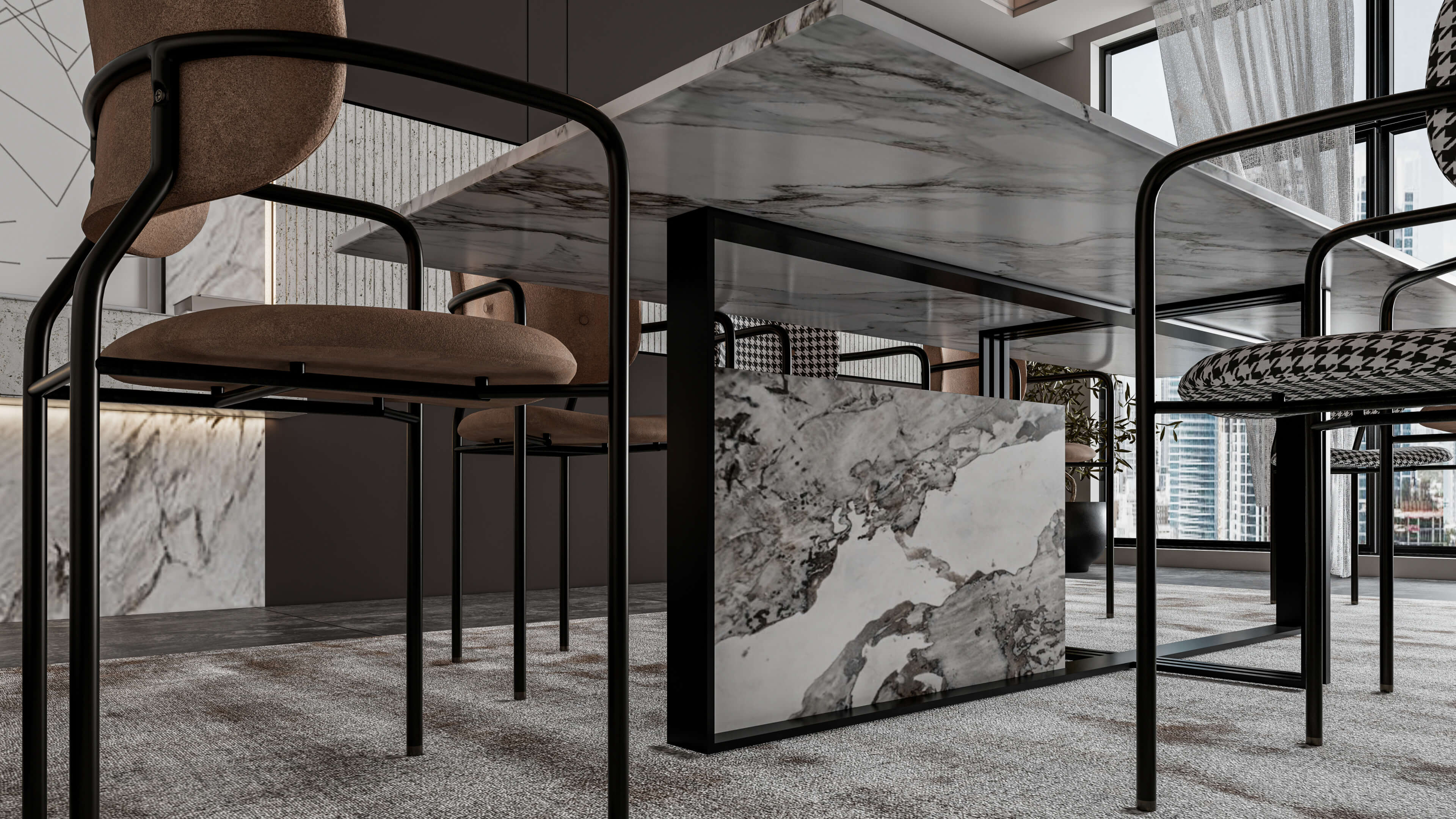 Dining Room Interior Dining Wall Dining Table Full Scene - 3D Model by ...