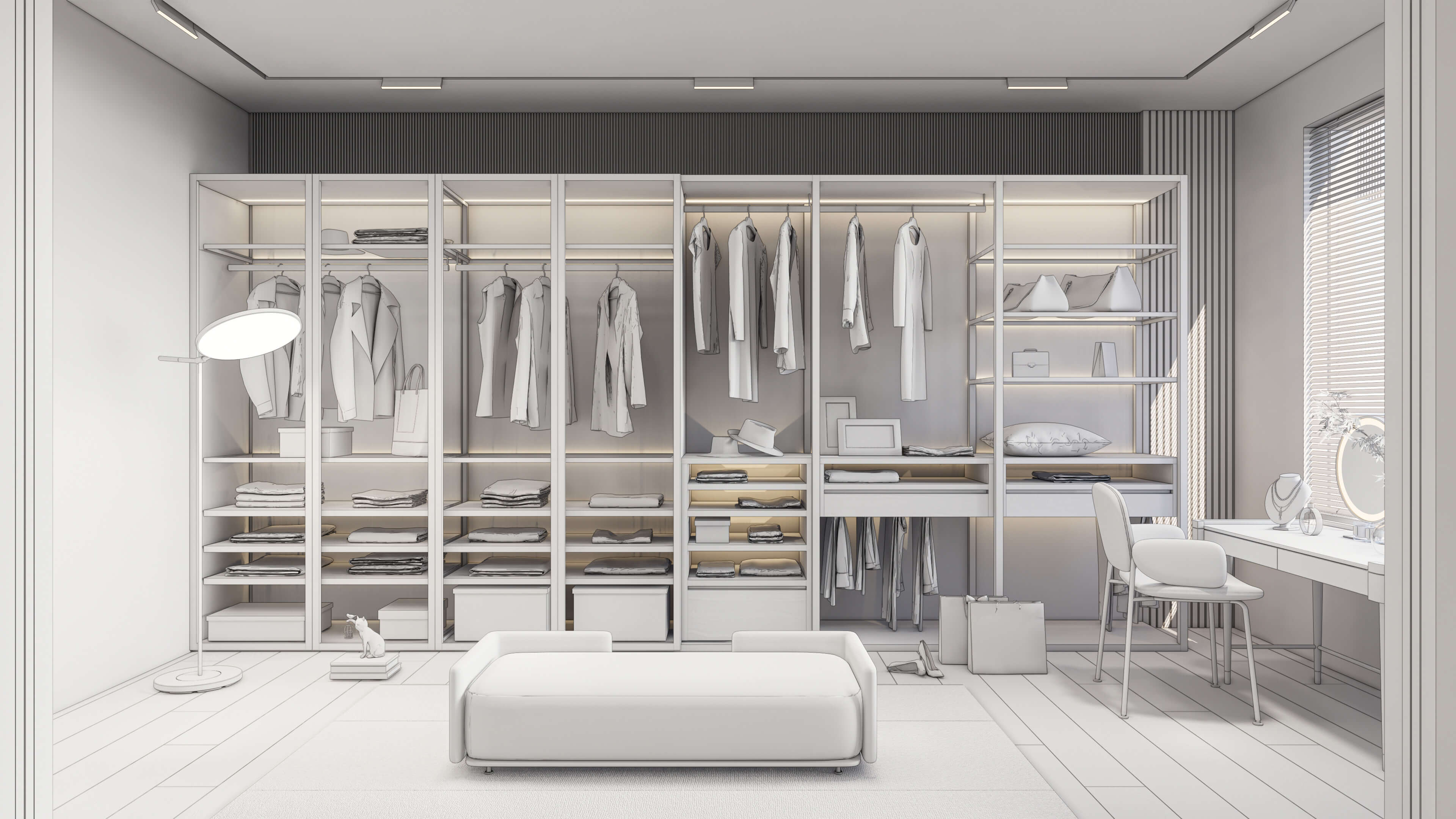 Dressing Room Wardrobe Closet Full Scene - 3D Model by IID Studio