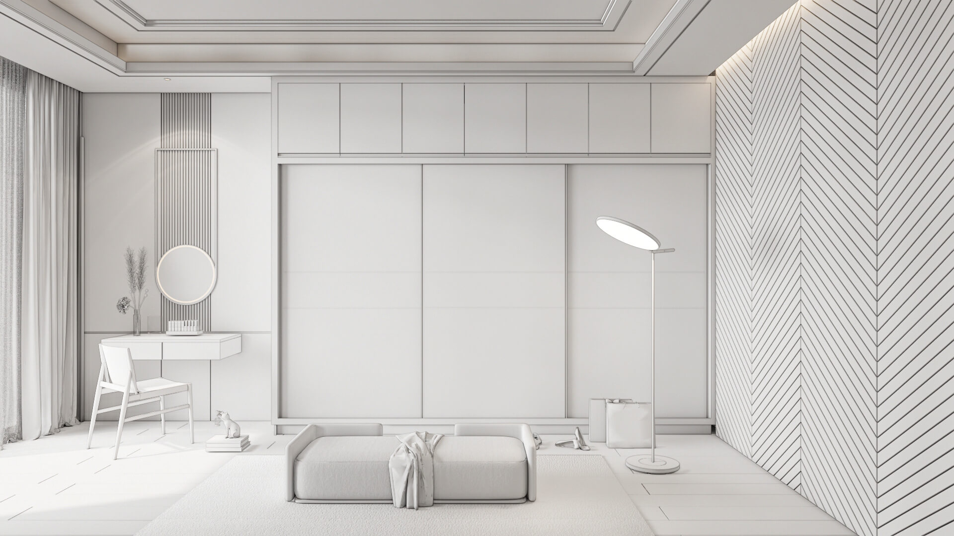 Dressing Room Wardrobe Closet Full Scene - 3D Model by IID Studio