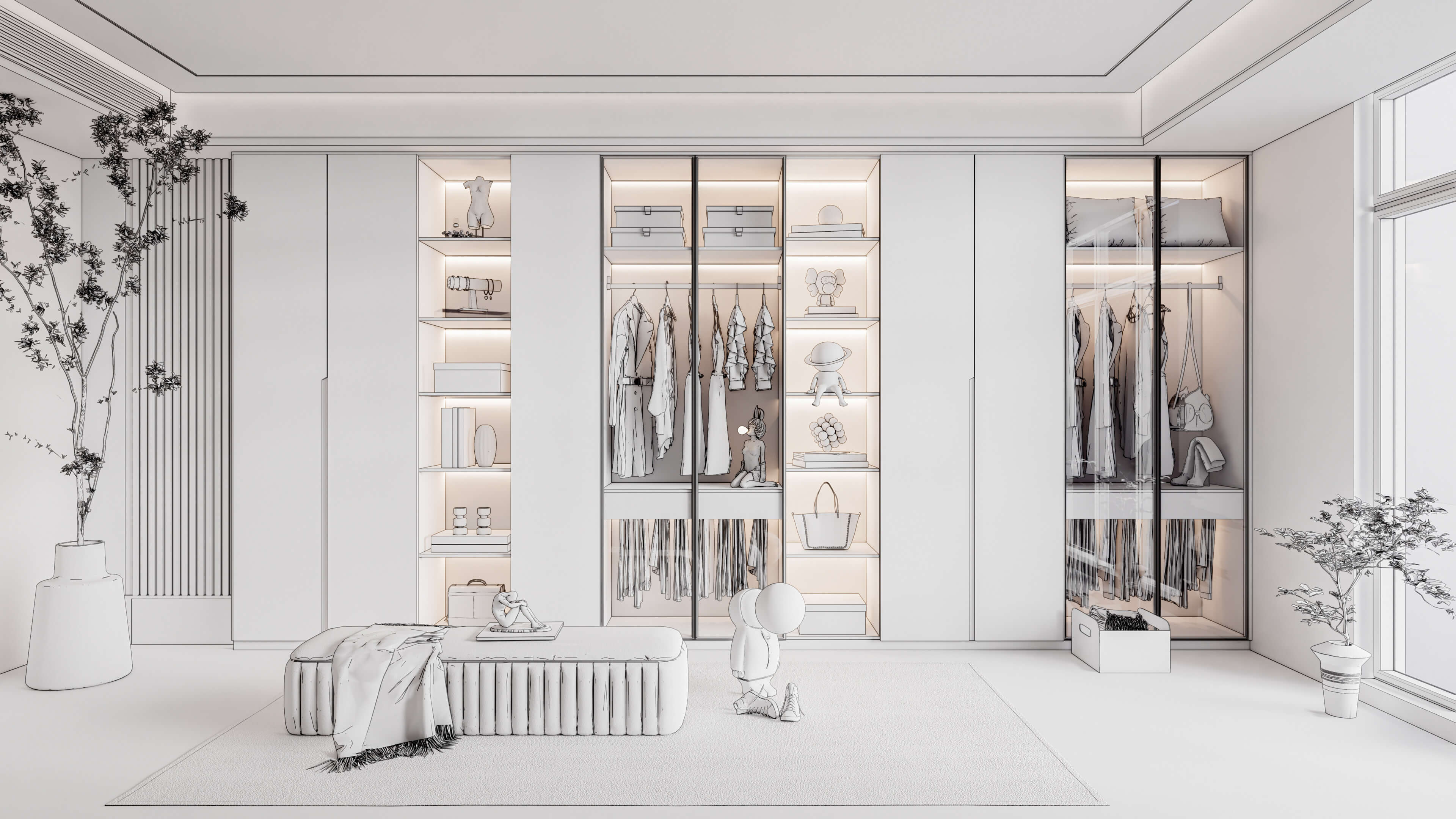 Dressing Room Wardrobe Closet Full Scene - 3D Model by IID Studio