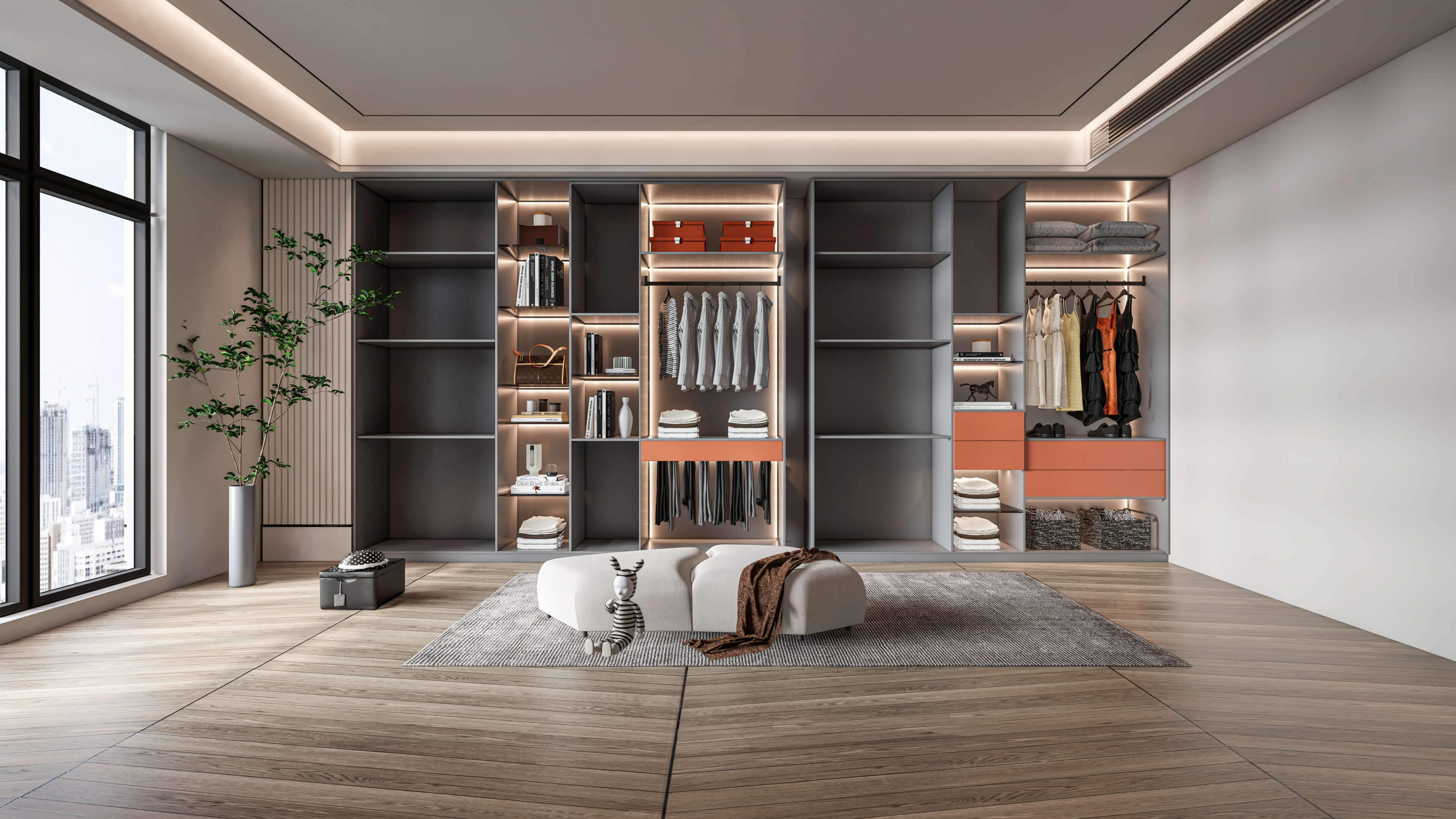 Dressing Room Wardrobe Closet Full Scene - 3D Model by IID Studio