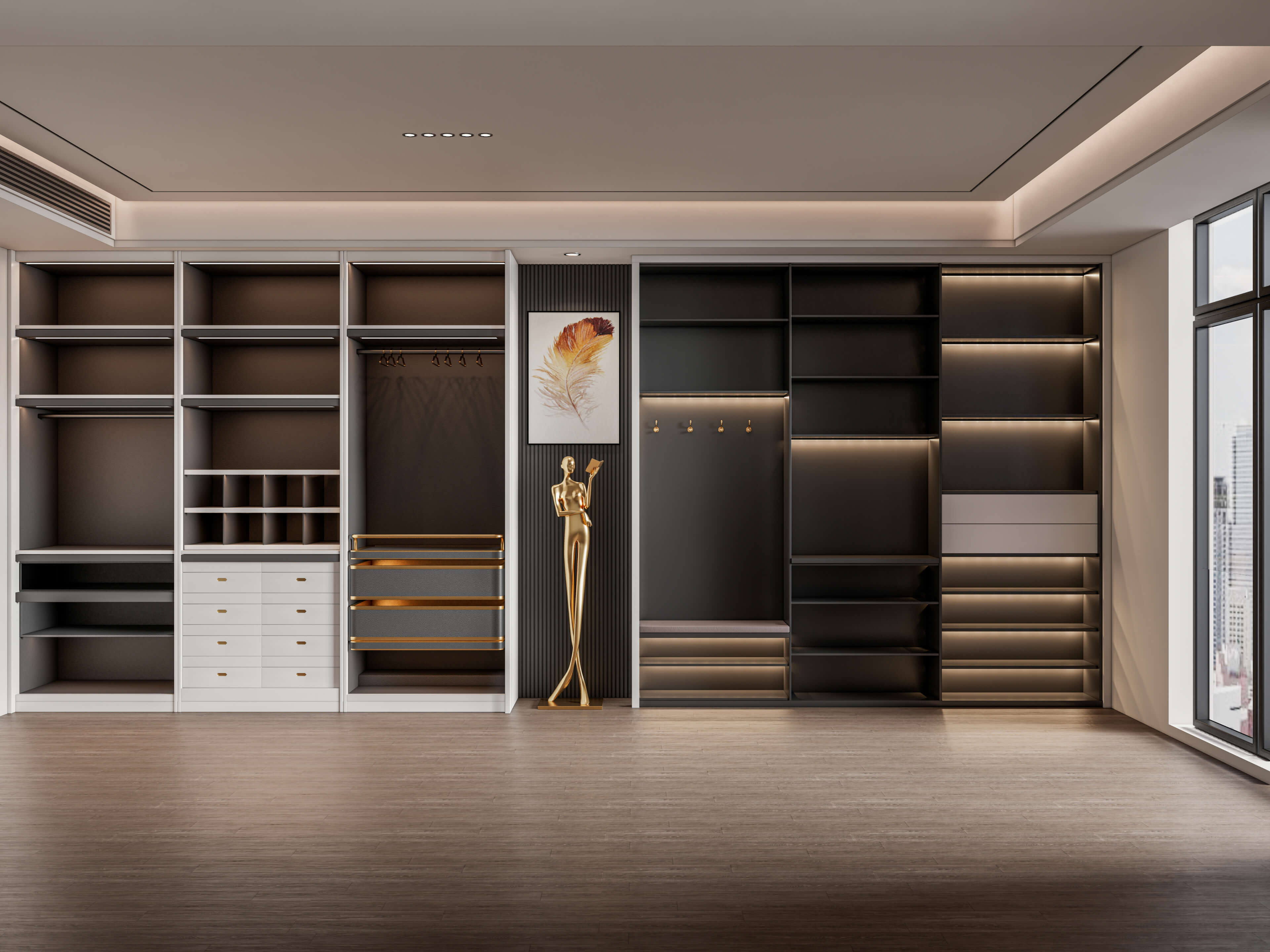 Dressing Room Wardrobe With Shoe Cabinet Storage Full Scene - 3D Model ...