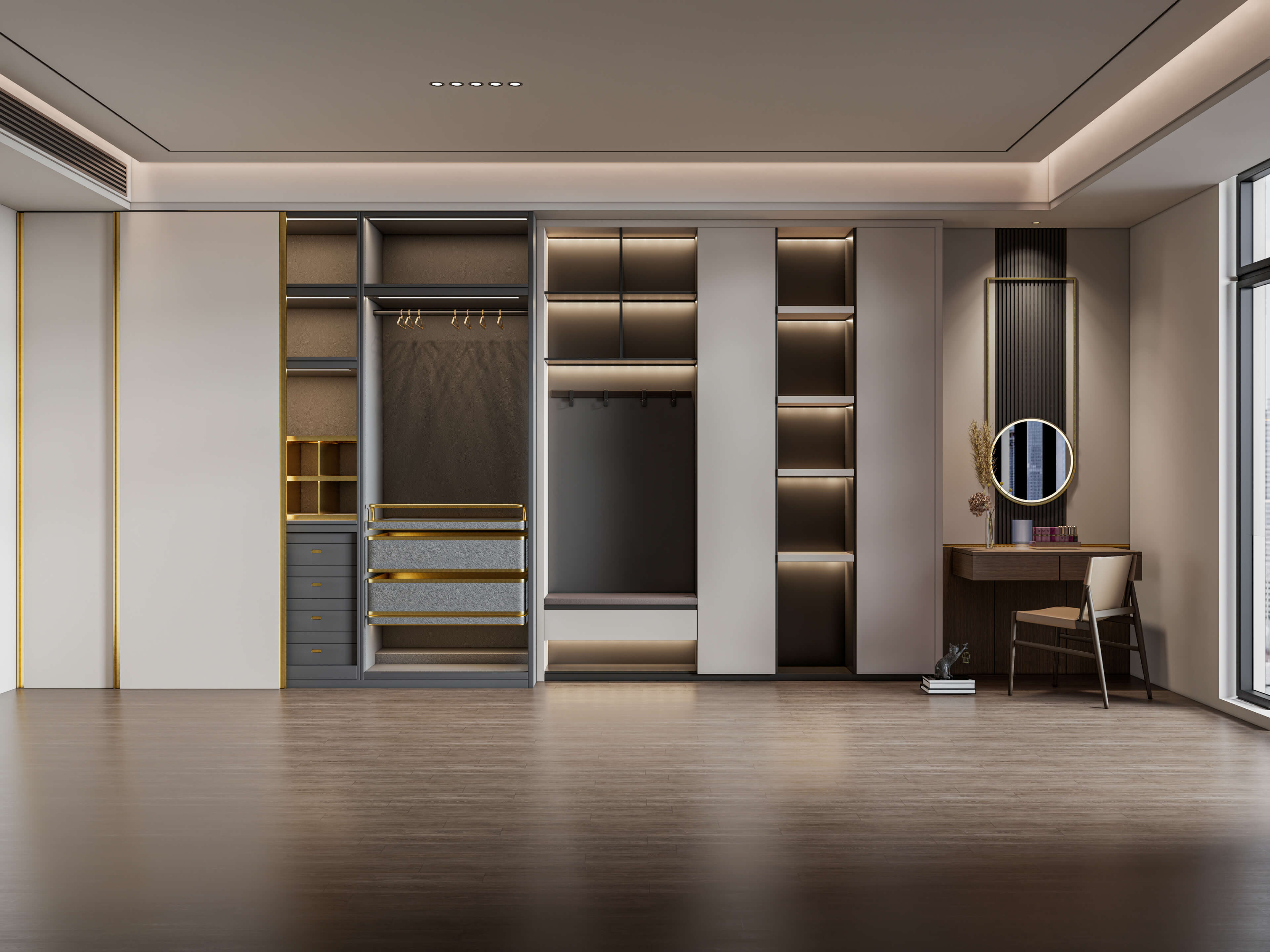 Dressing Room Wardrobe With Shoe Cabinet Storage Full Scene - 3D Model ...
