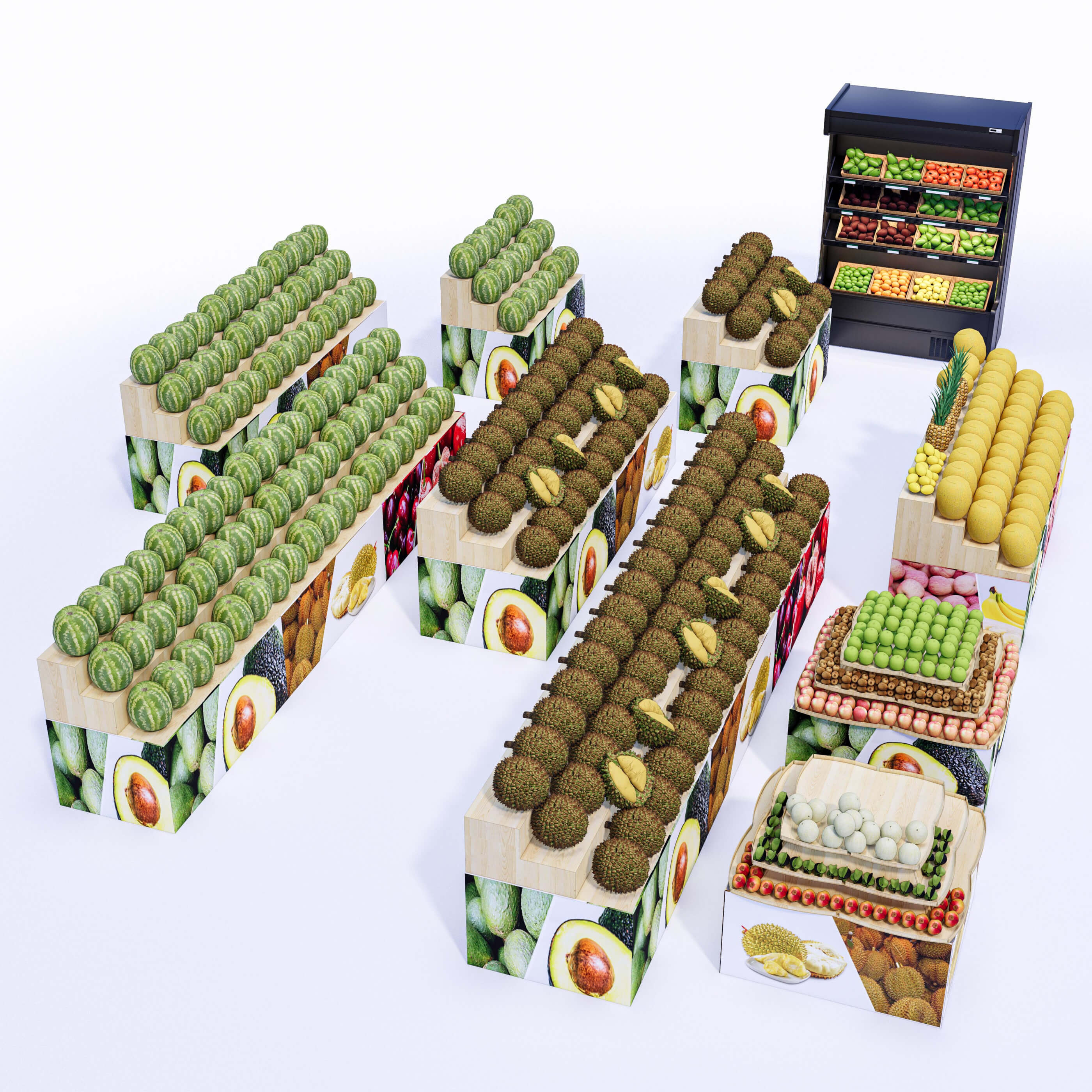 Fruits and Vegetables Supermarket Grocery Store - 3D Model by IID Studio